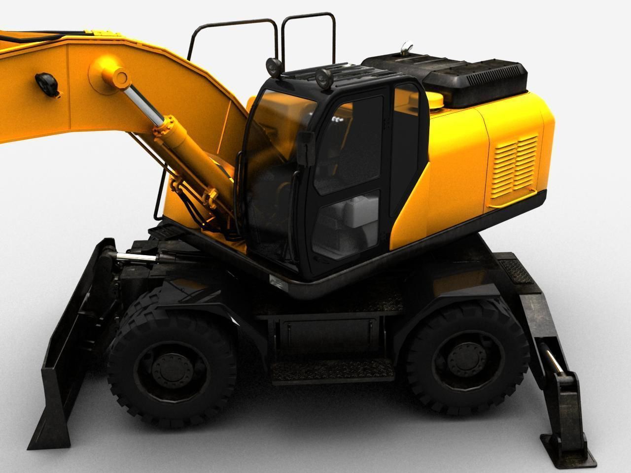 3D model WHEELED EXCAVATOR VR / AR / low-poly | CGTrader