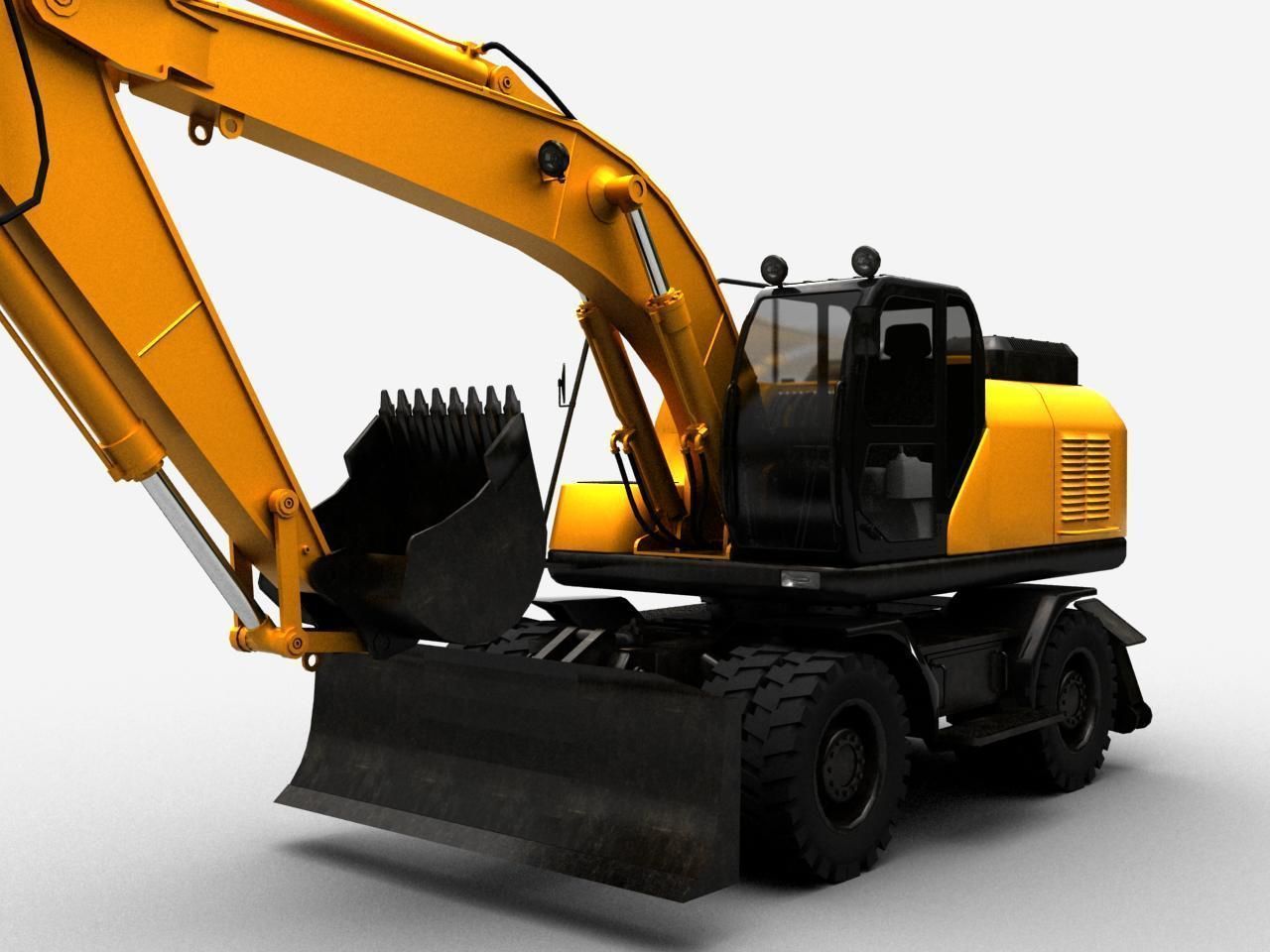 3D model WHEELED EXCAVATOR VR / AR / low-poly | CGTrader