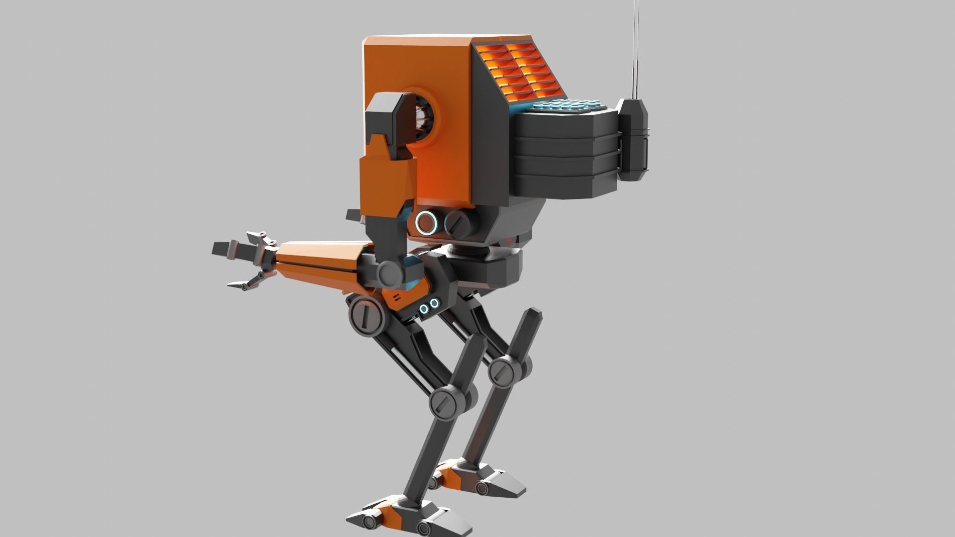 Orange Robot 3D model rigged | CGTrader