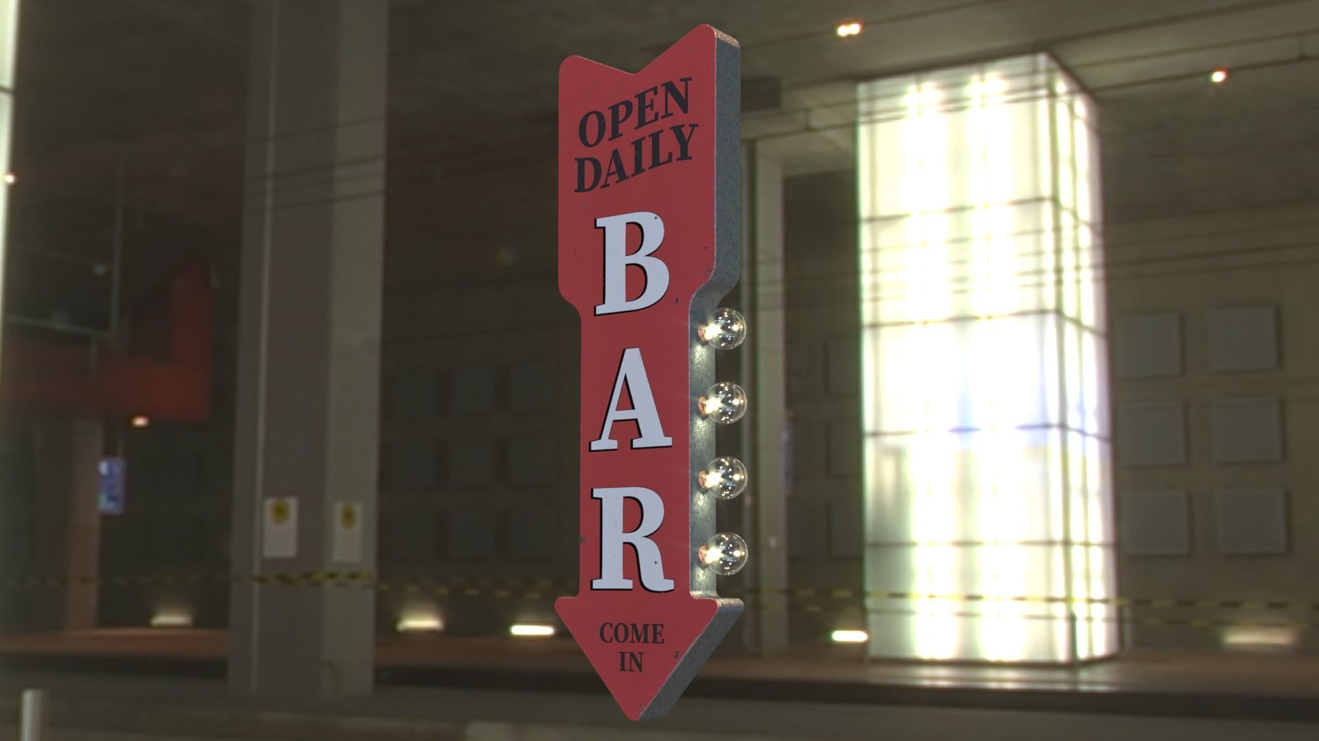 3D model BAR Open Daily sign LED Marquee VR / AR / low-poly | CGTrader