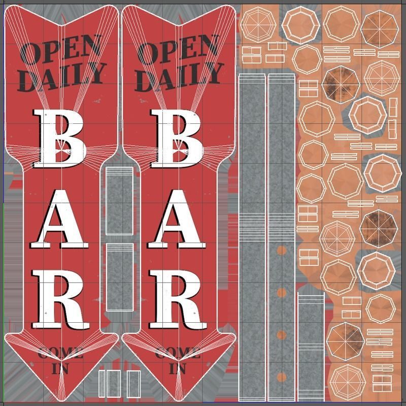 3D model BAR Open Daily sign LED Marquee VR / AR / low-poly | CGTrader