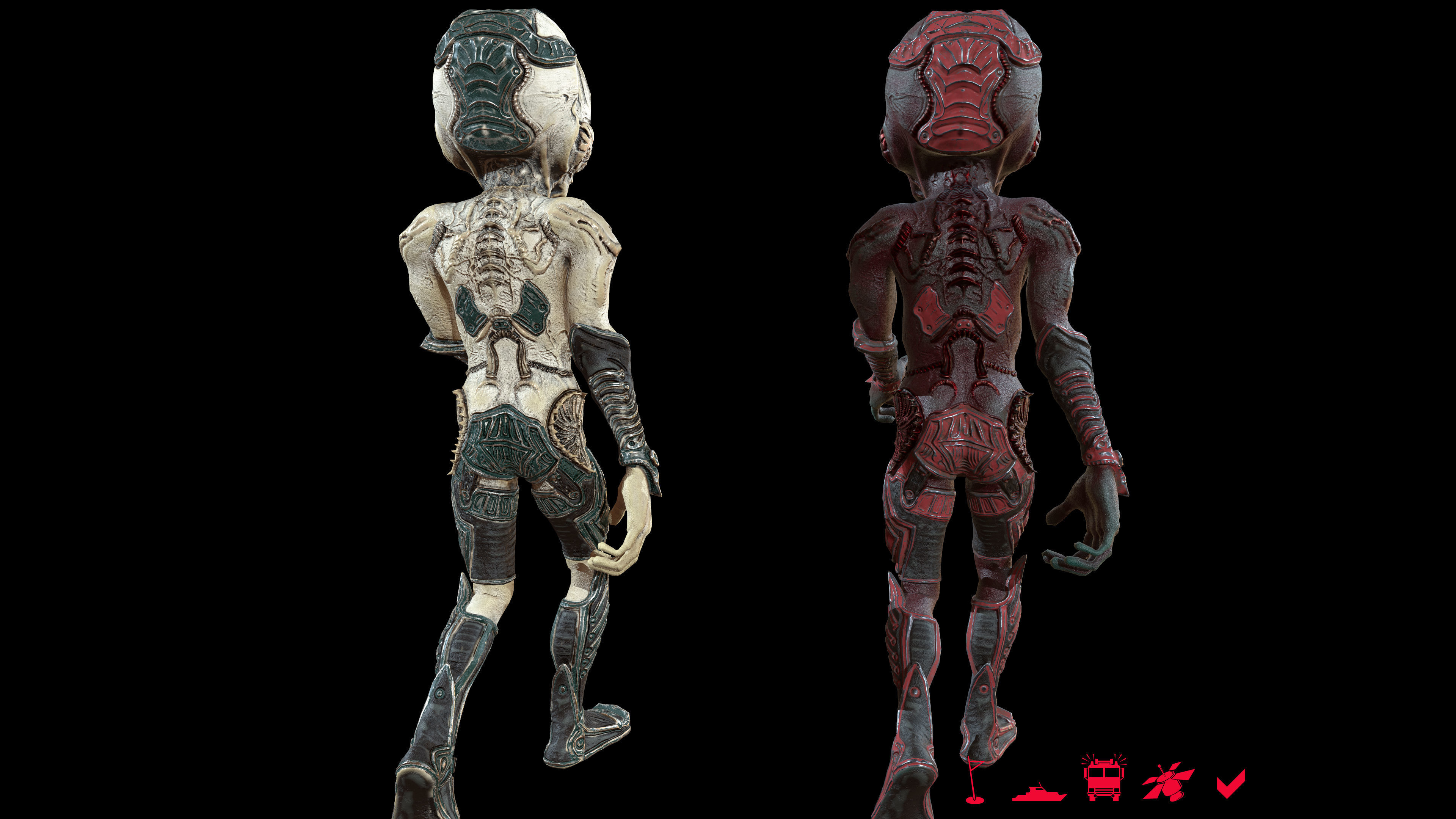 3D model Alien Red - White VR / AR / low-poly | CGTrader