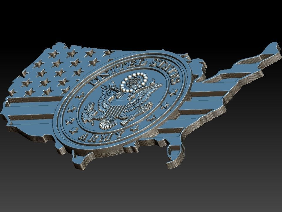 USA United States Map and Army Eagle 3D STL Model for CNC 3D model ...