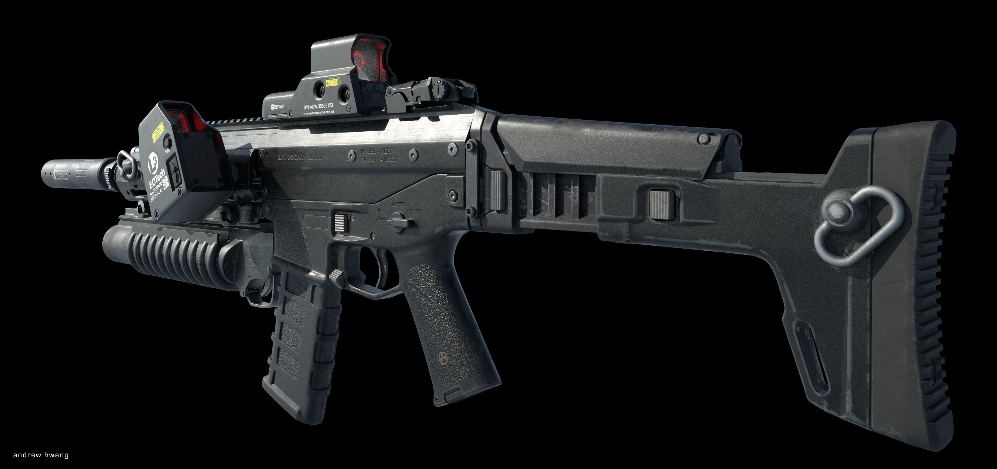 ACR Rifle 2x Color Versions Black and Tan 3D model | CGTrader