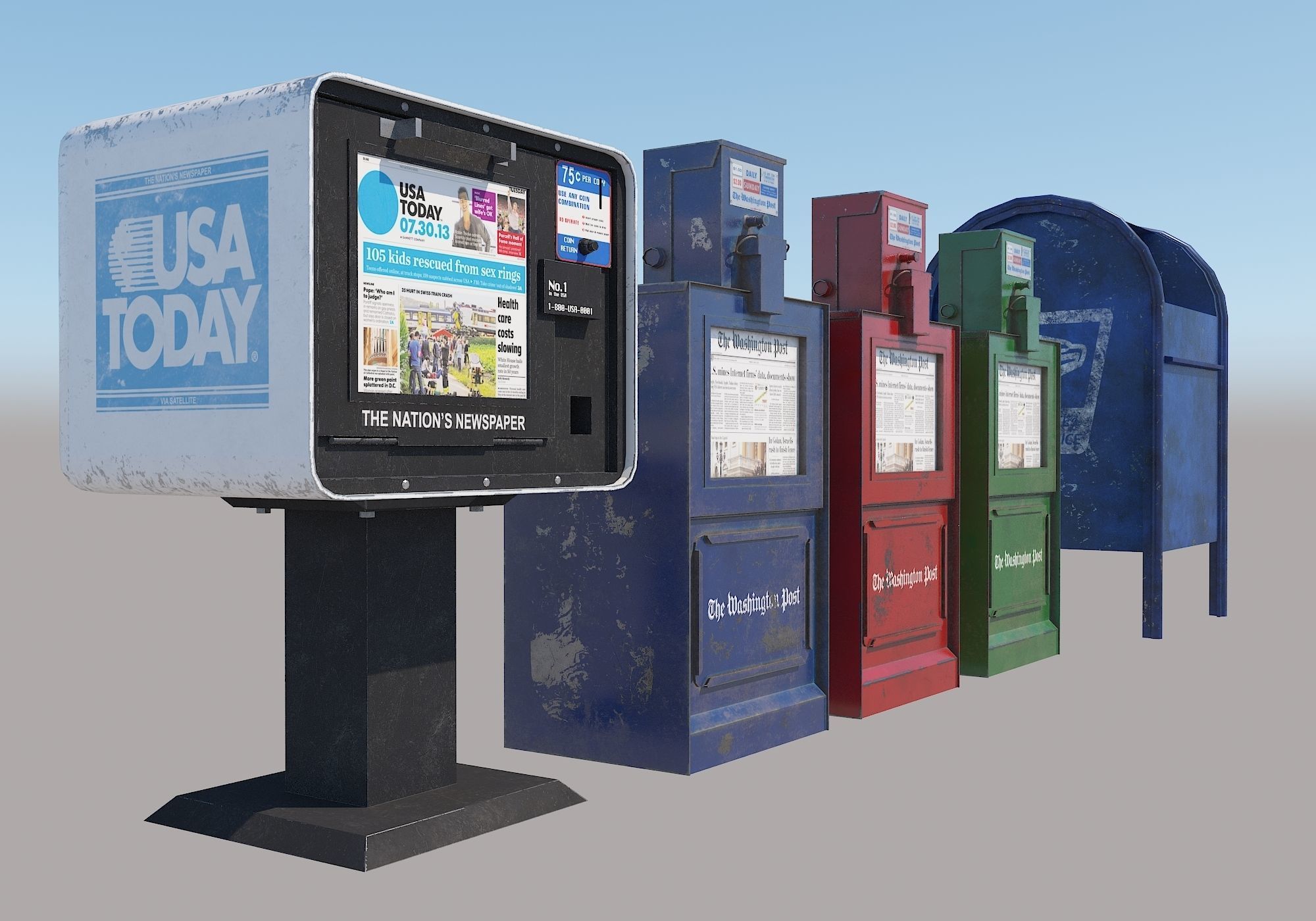 3D model Newspaper Boxes Post box New York City VR / AR / low-poly ...