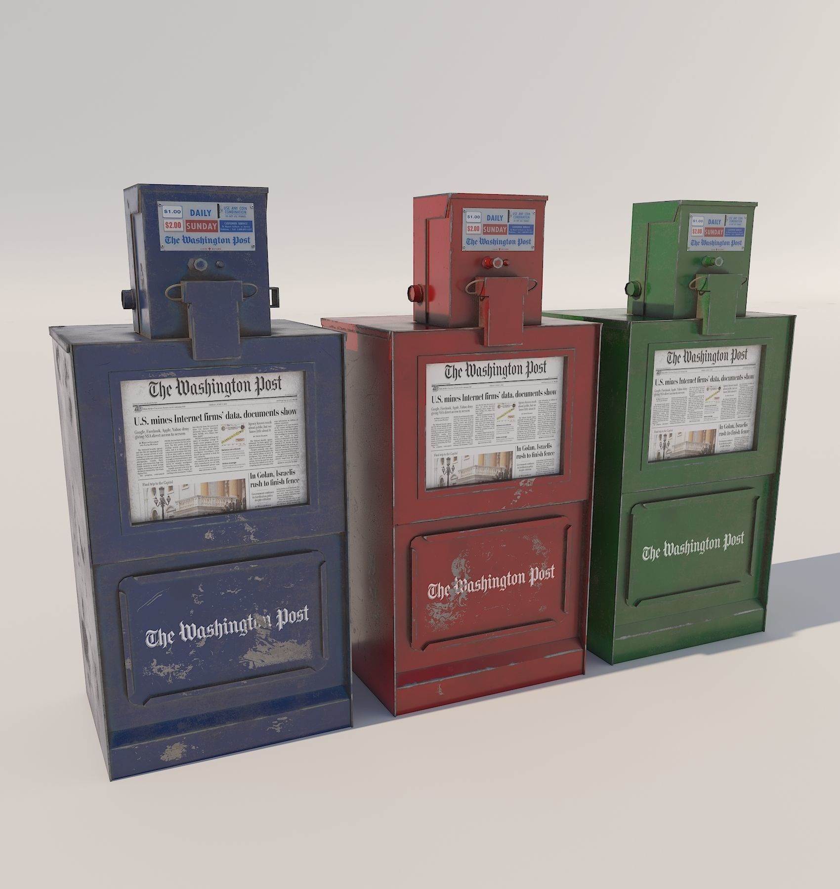 3D model Newspaper Boxes Post box New York City VR / AR / low-poly ...