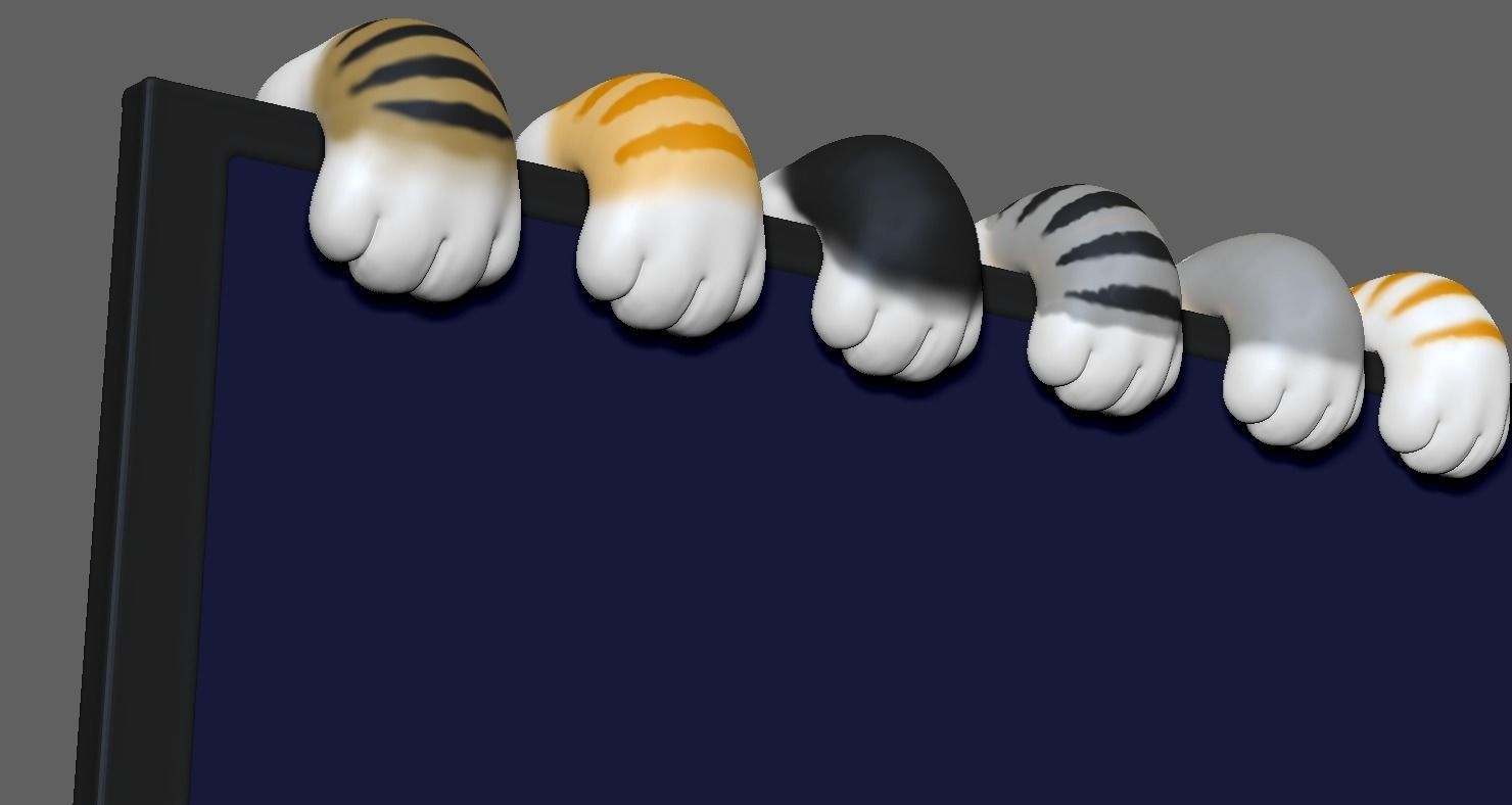 Cute Cat Feet for Monitor Climb STL 3D model 3D printable | CGTrader
