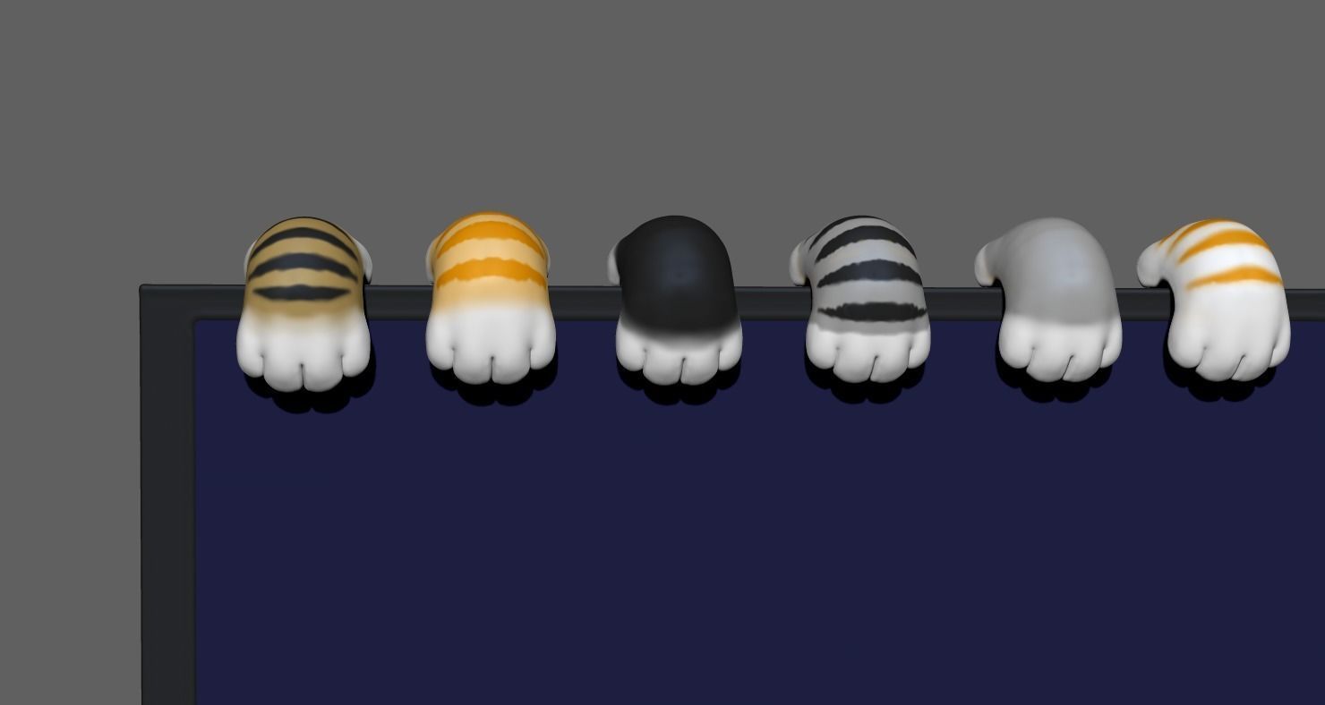 Cute Cat Feet for Monitor Climb STL 3D model 3D printable | CGTrader