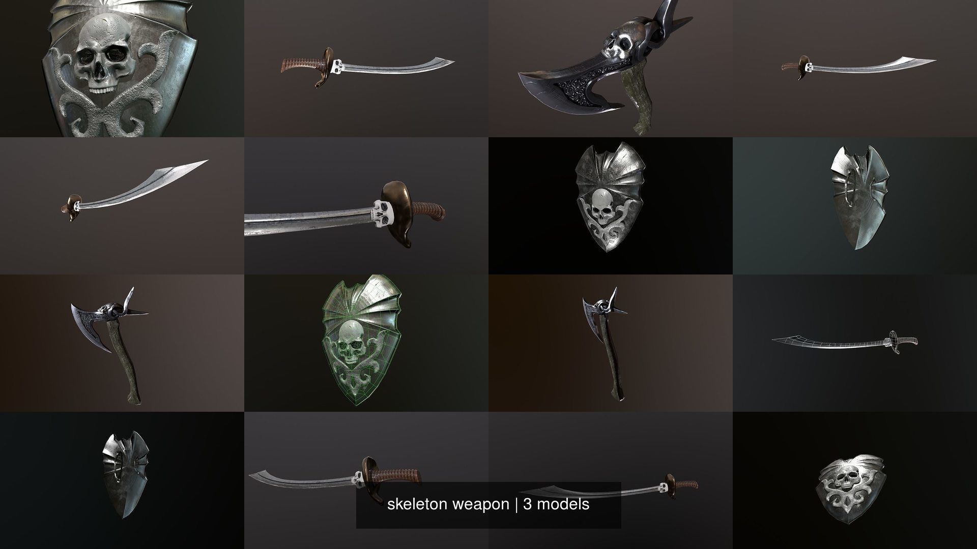 3D Model Collection skeleton weapon VR / AR / low-poly | CGTrader