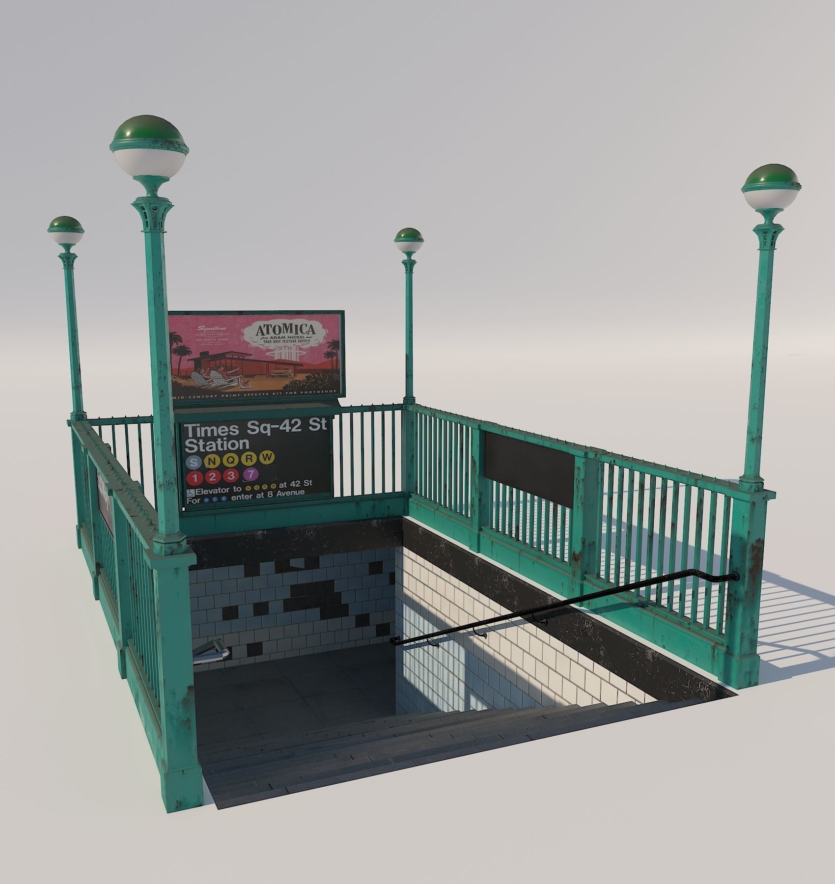 Subway Entrance NYC Low-poly 3D model | CGTrader