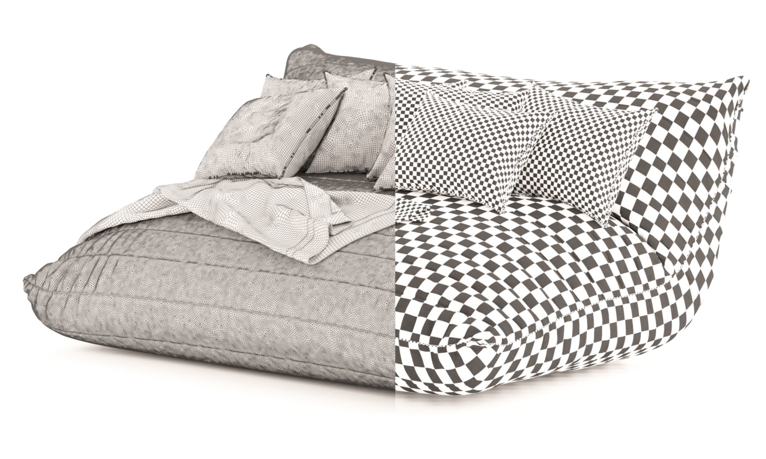 Bean Bag Square Seat with cushions and blanket 3D model | CGTrader