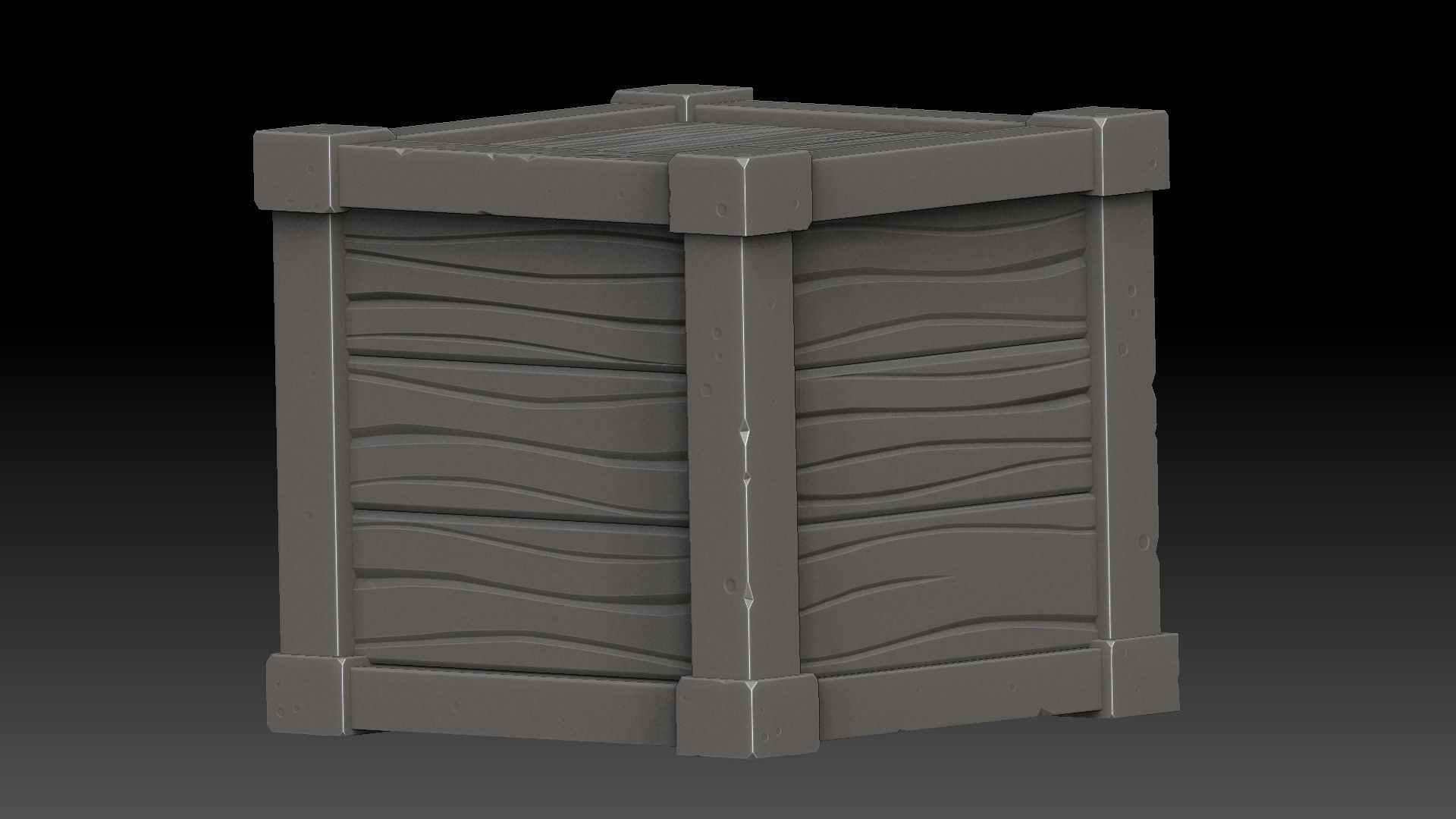 stylized wooden box 3D model | CGTrader