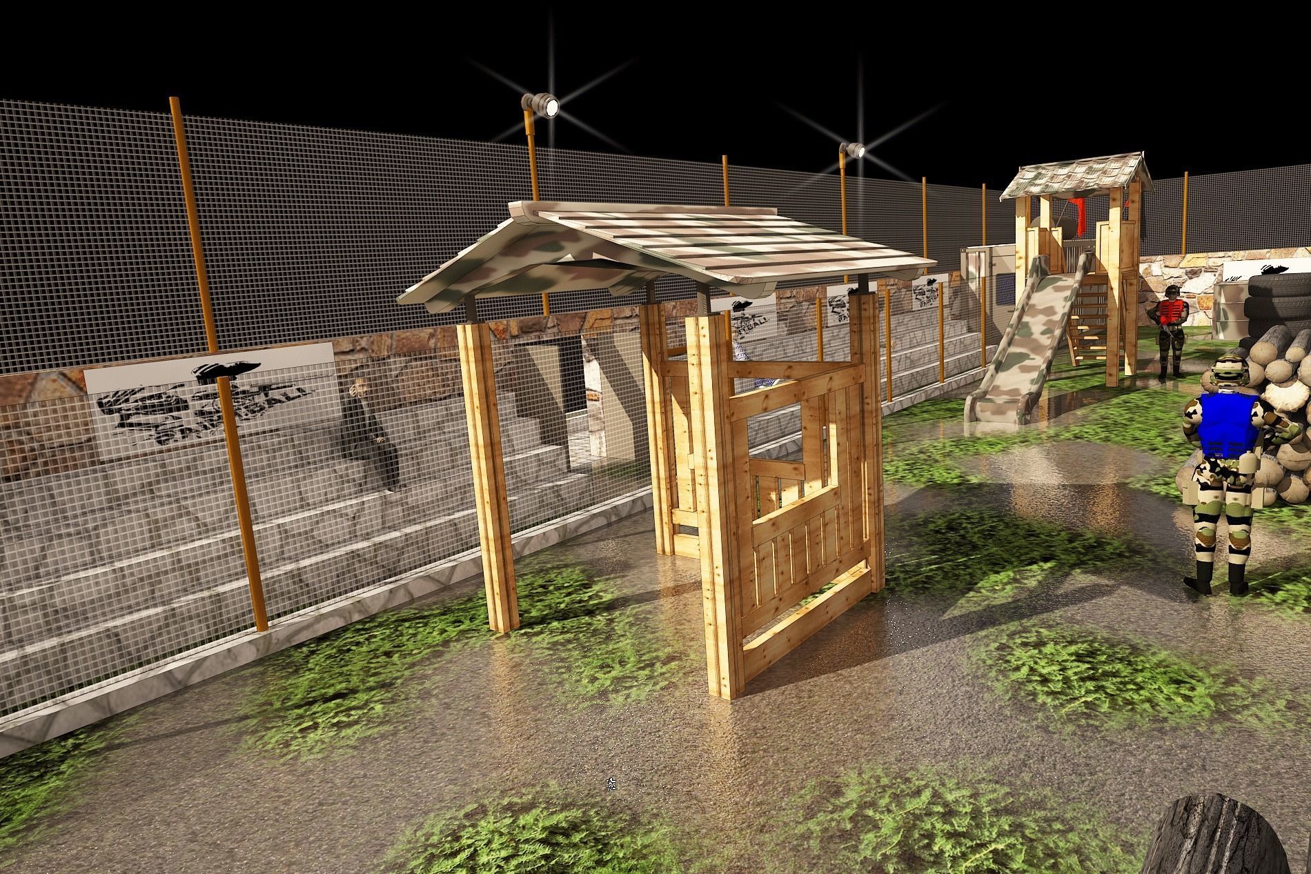 3D paintball site with full details and real scale one by one 3D model ...