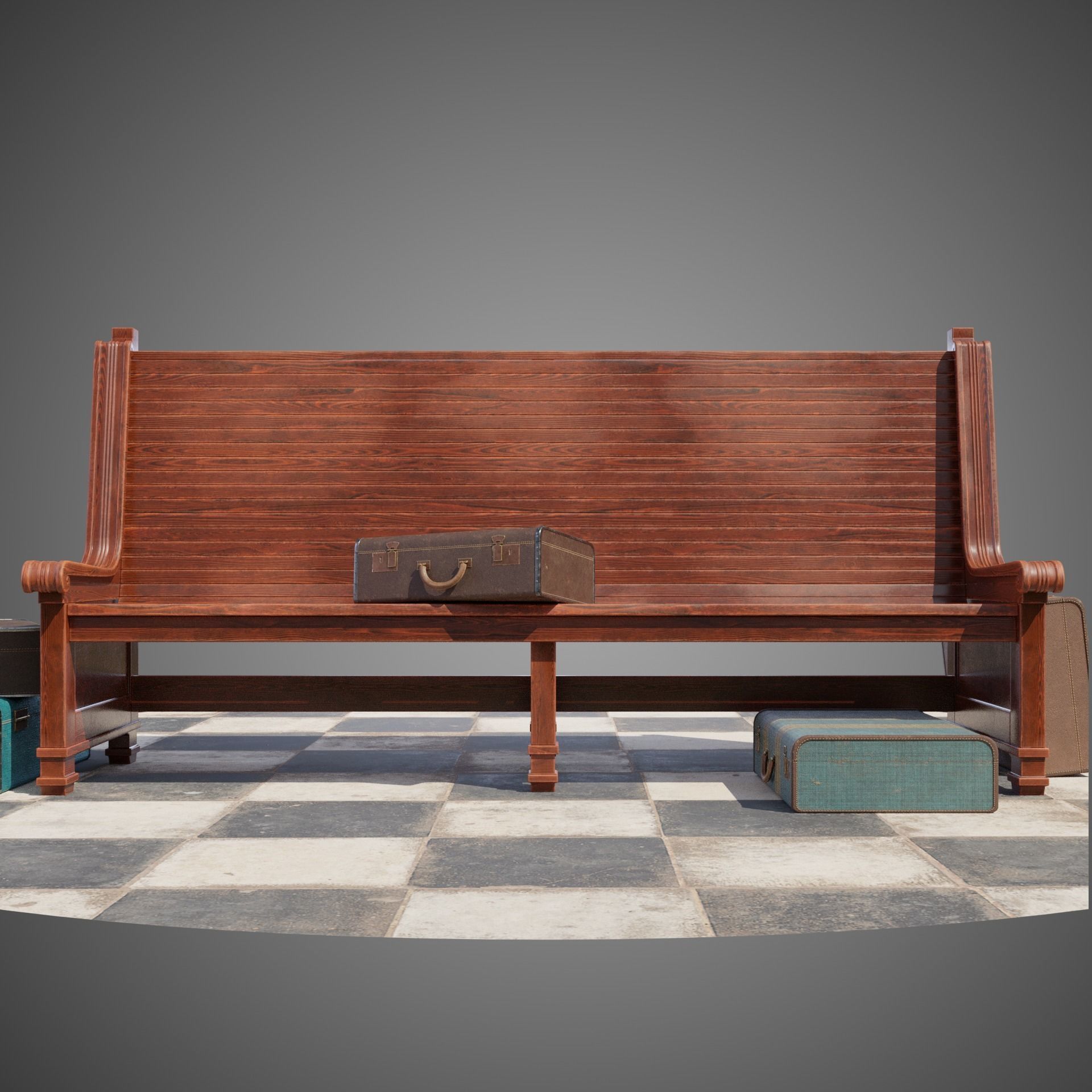3D model Trainstation bench VR / AR / low-poly | CGTrader