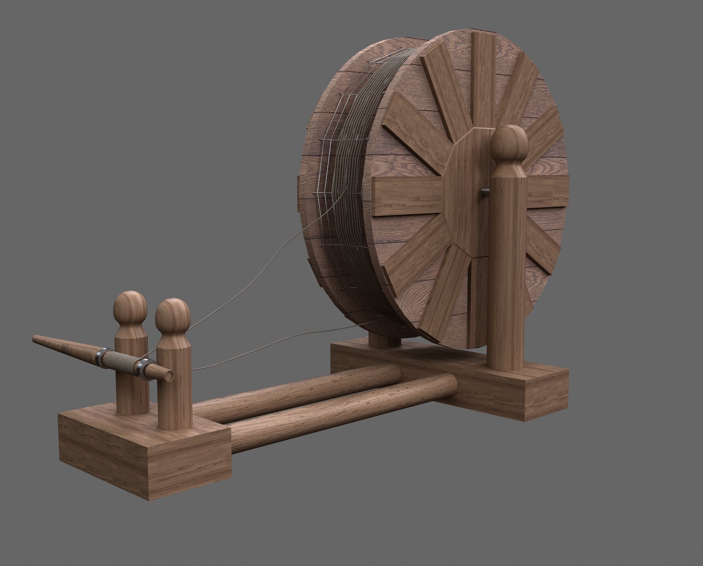 3D model 3D Medieval Sheave - Spinning Wheel - Winder VR / AR / low ...