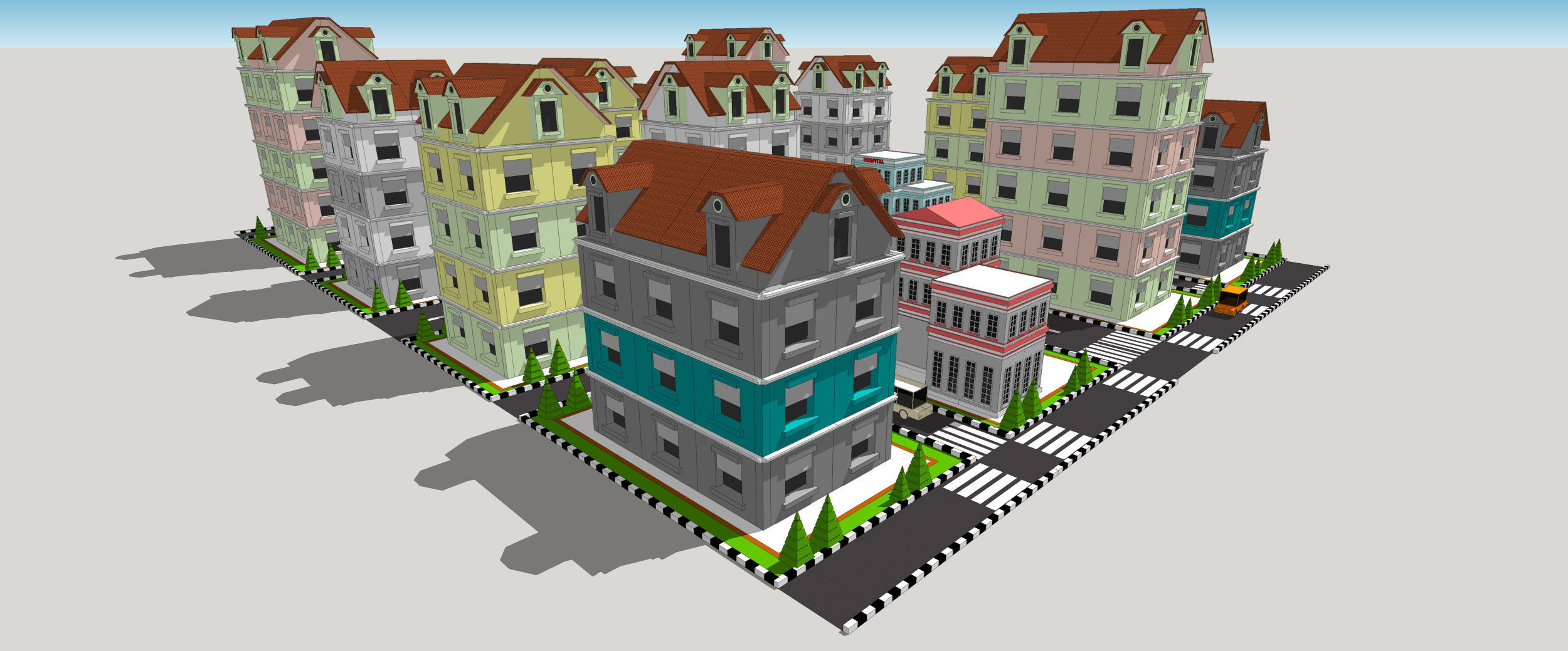 3D model 3D model for city environment and different building types VR ...