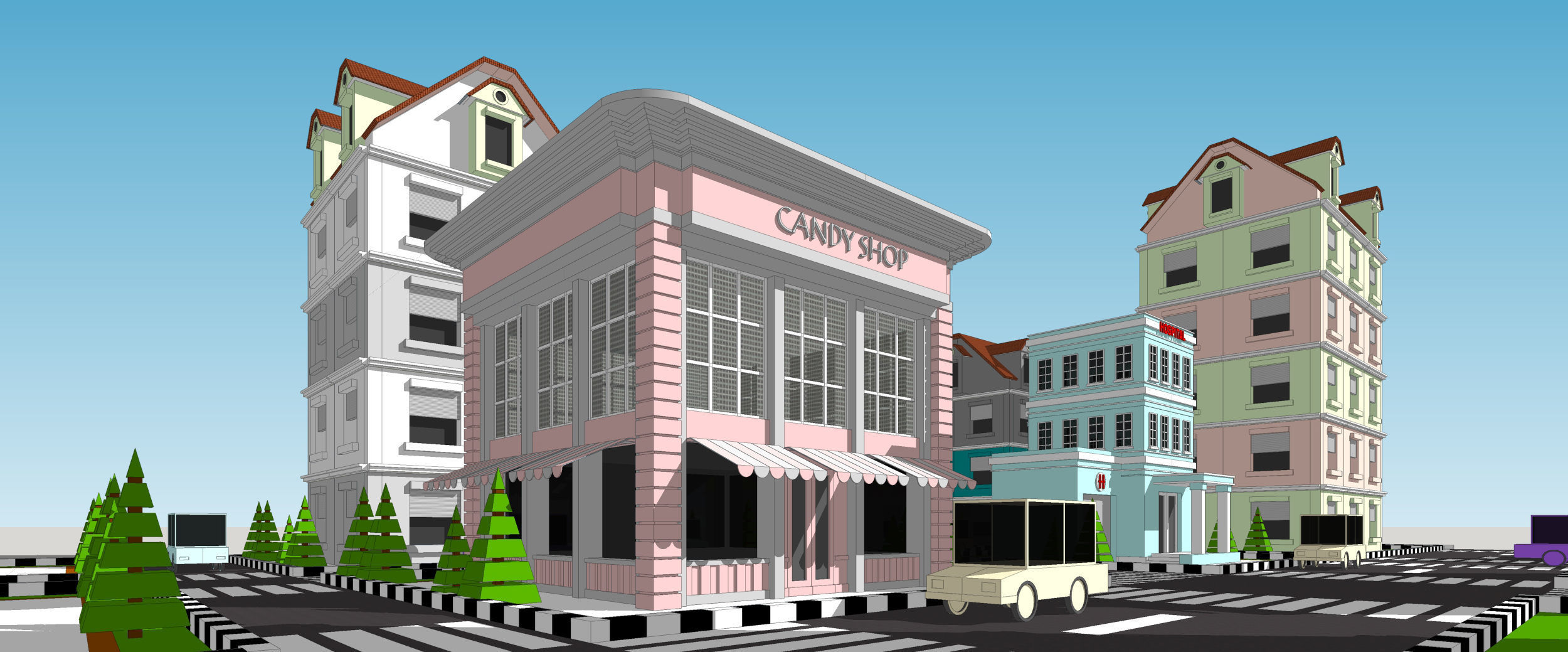 3D model 3D model for city environment and different building types VR ...