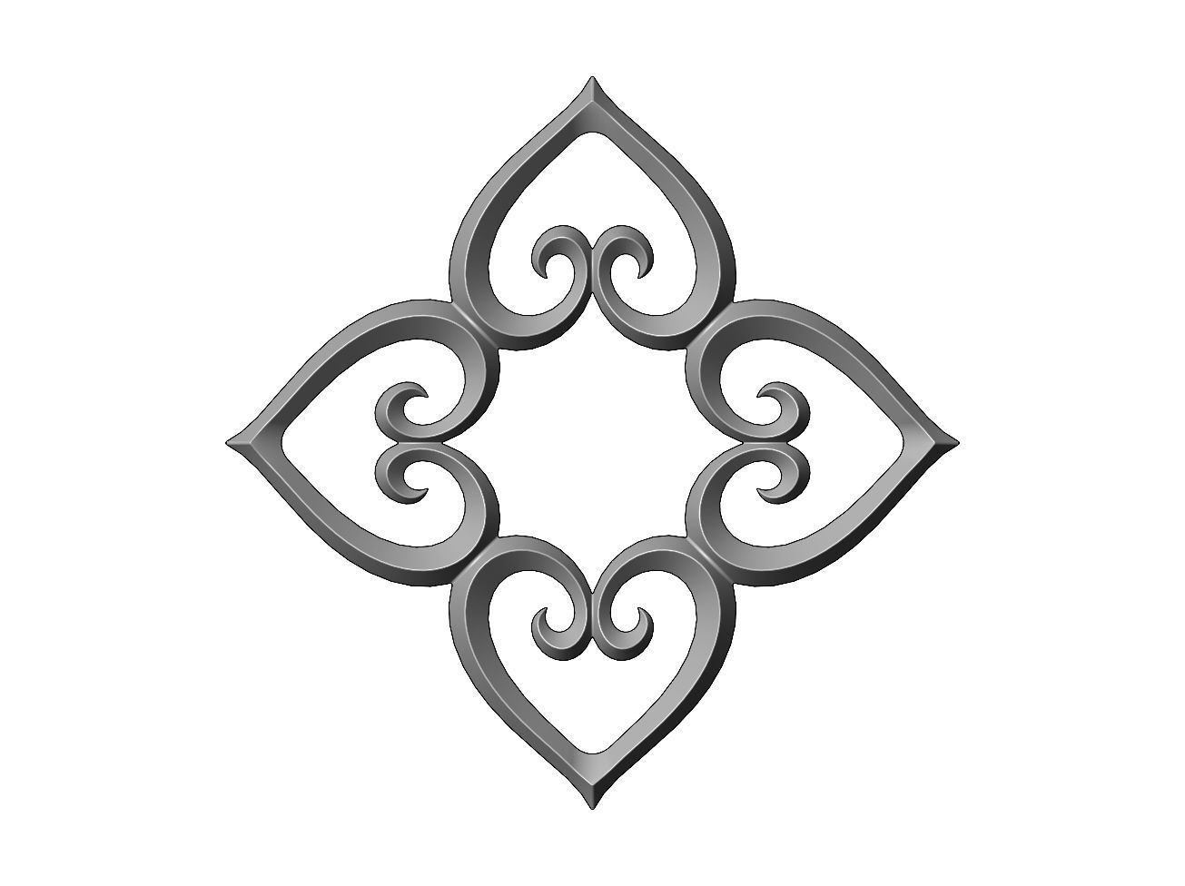 Heart pattern floral scroll relief 3D model 3D printable | CGTrader
