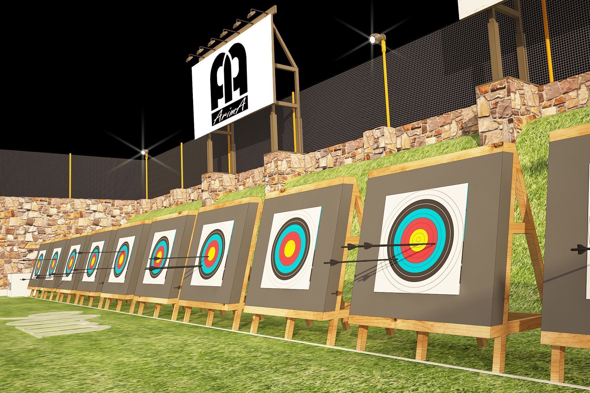 3D archery site with full details and realistic standards 3D model ...