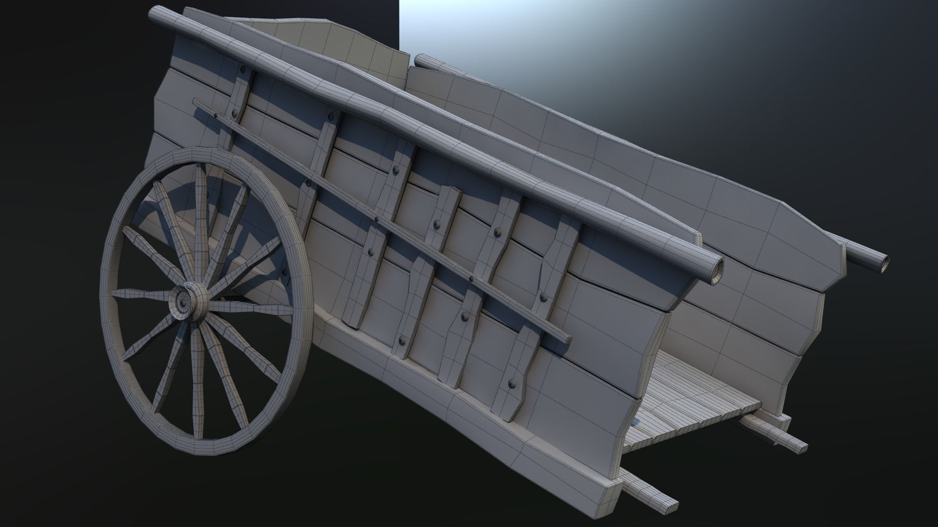 wooden cart cartoon 3d model 3D model | CGTrader