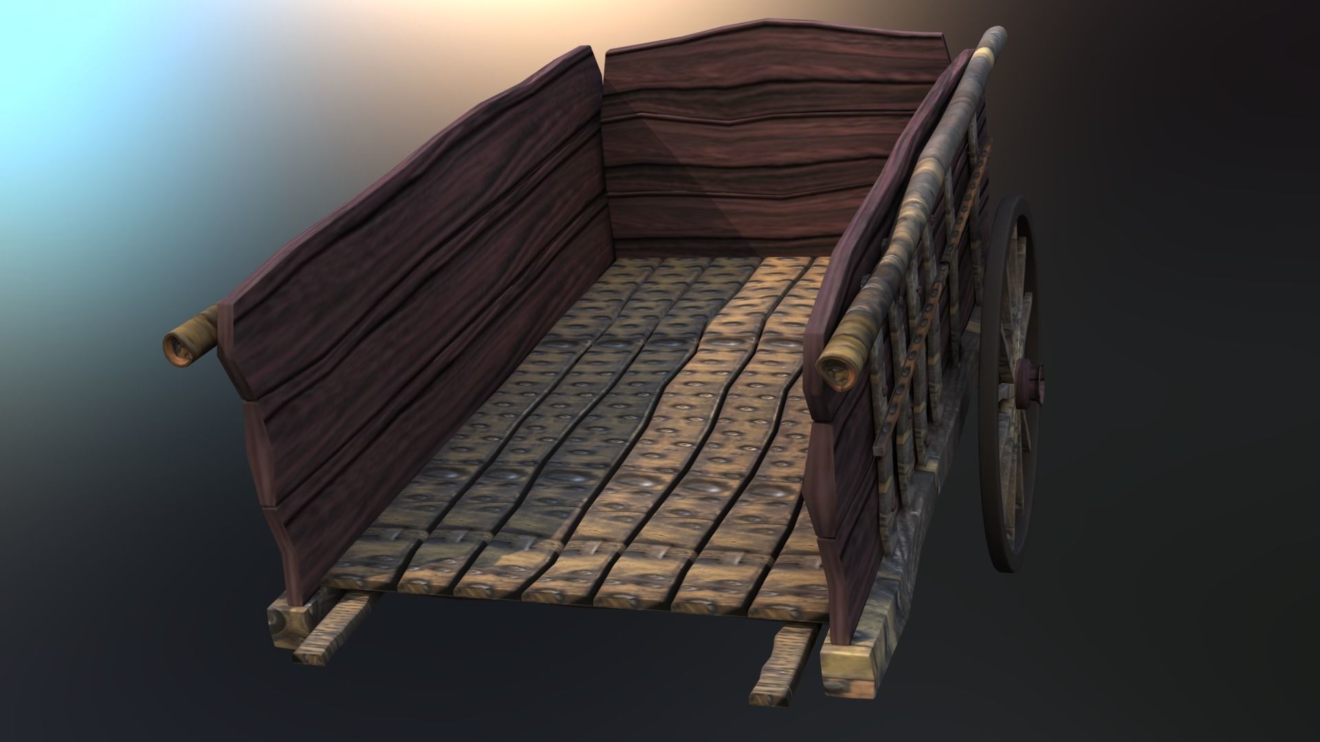 wooden cart cartoon 3d model 3D model | CGTrader