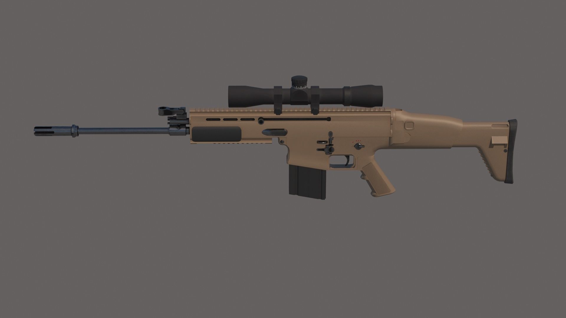 3D model SCAR-L rifle with scope VR / AR / low-poly | CGTrader