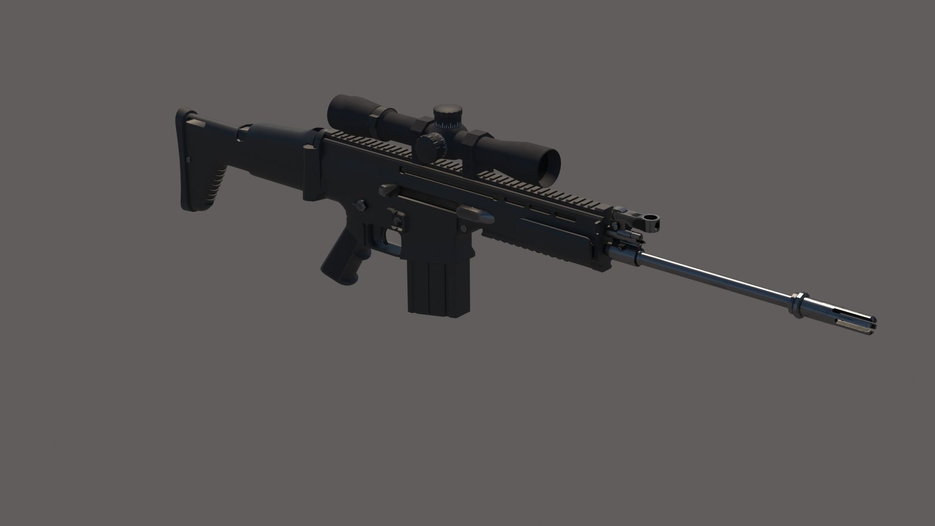 3D model SCAR-L rifle with scope VR / AR / low-poly | CGTrader