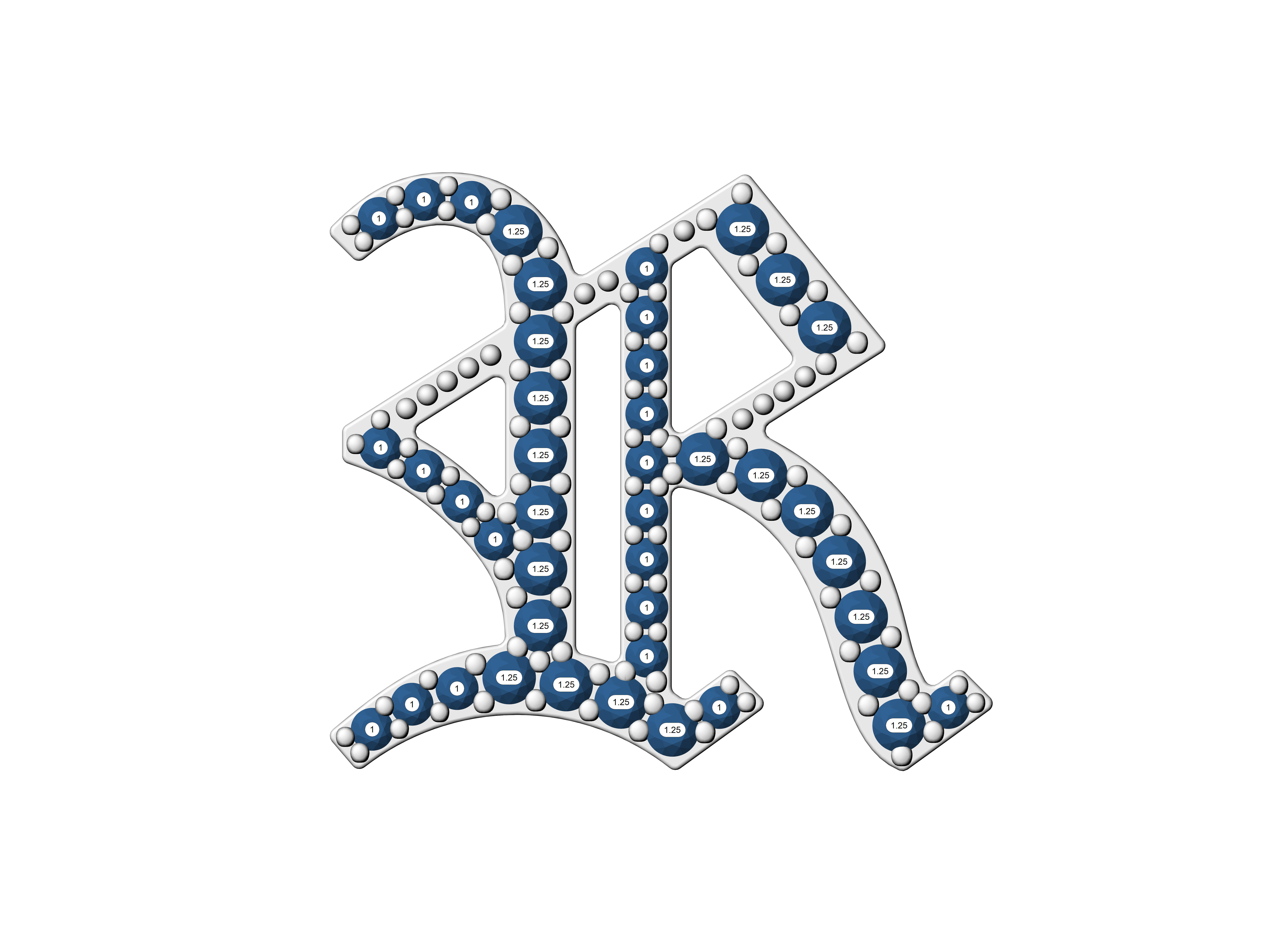 Old English R stone and solid 3D model 3D printable | CGTrader