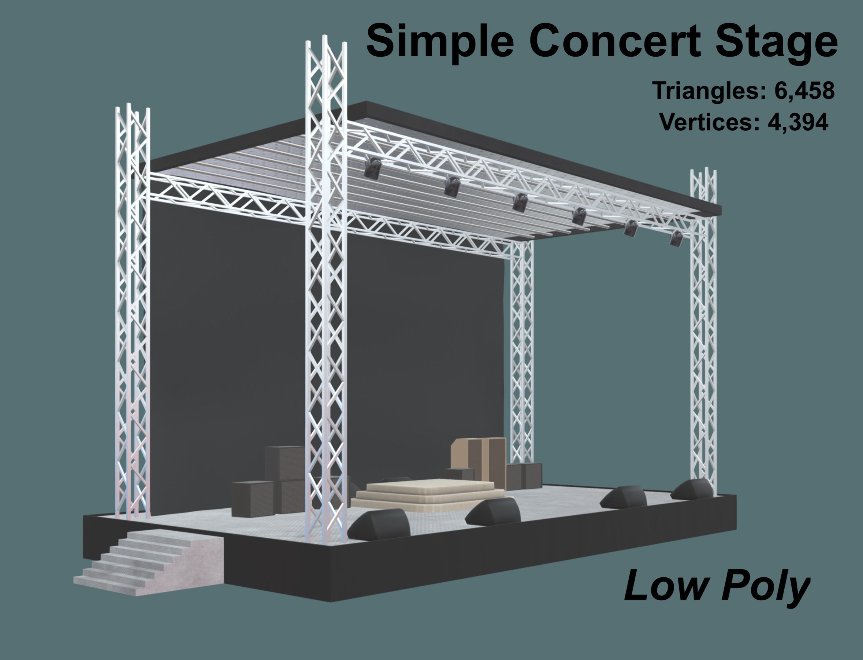 3D asset Simple Low Poly Concert Stage | CGTrader