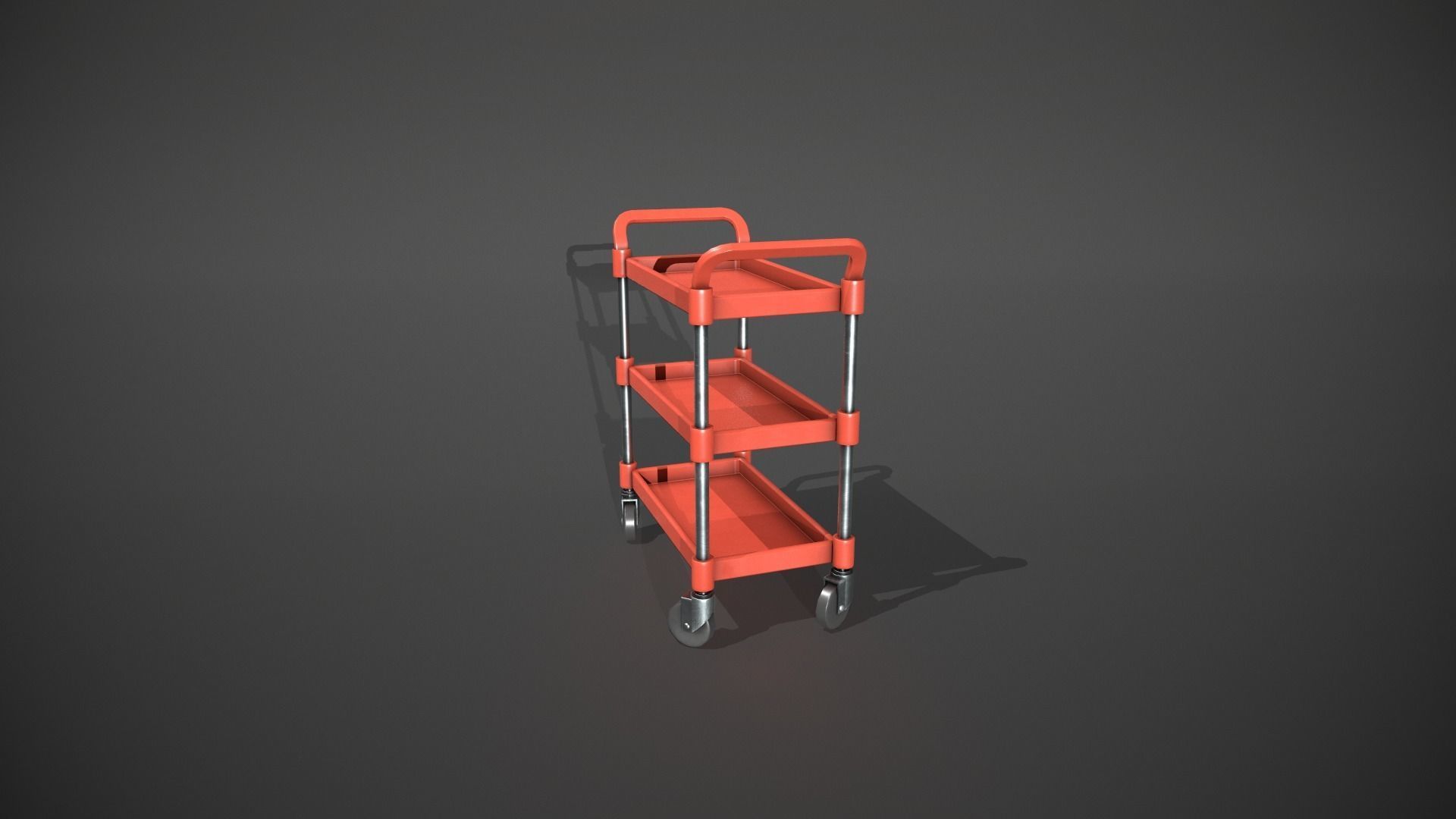 3D model Three Tier Red Service Cart VR / AR / low-poly | CGTrader