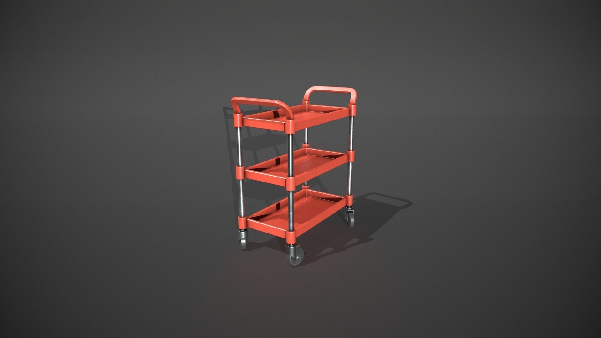 3D model Three Tier Red Service Cart VR / AR / low-poly | CGTrader