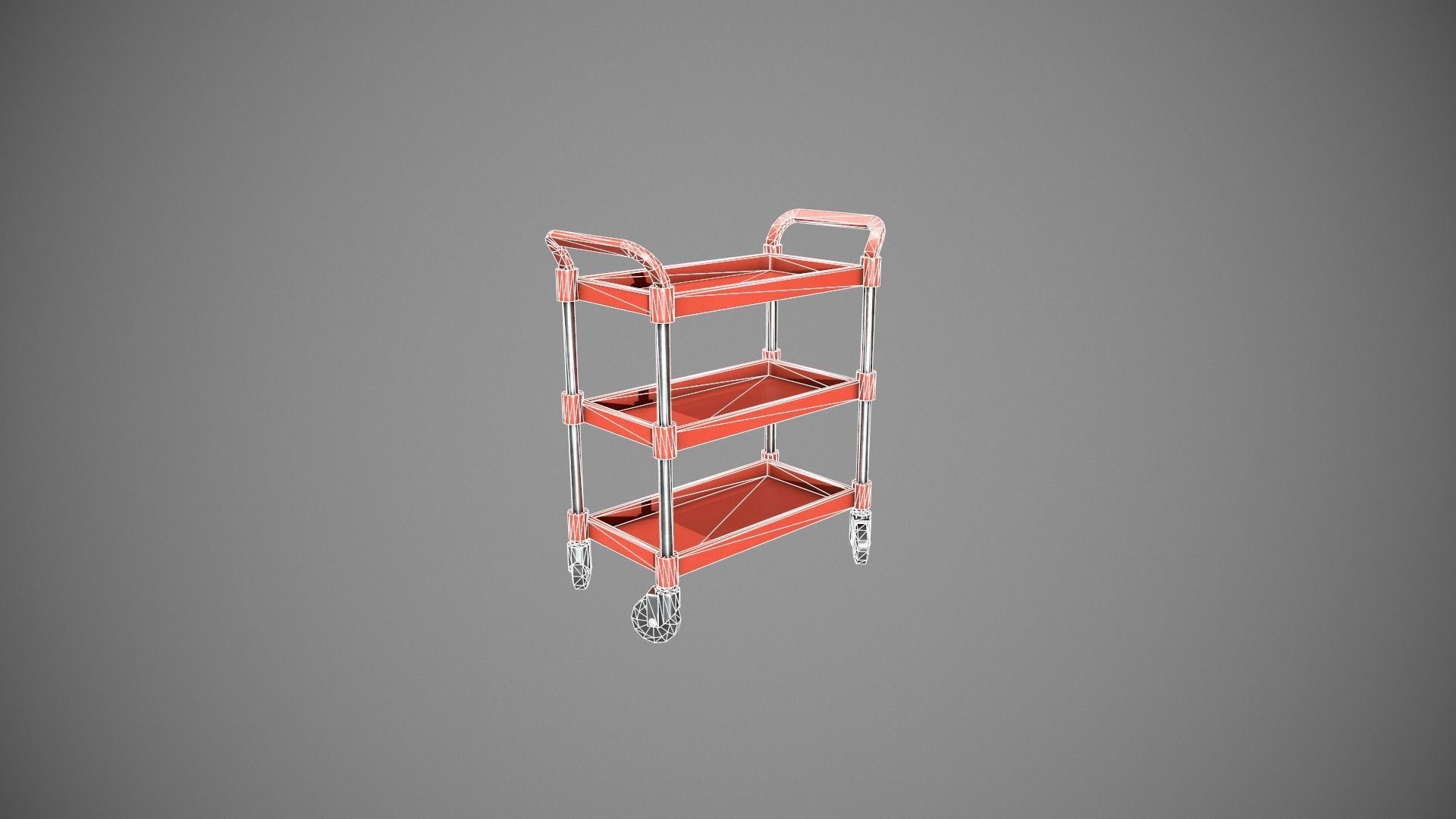 3D model Three Tier Red Service Cart VR / AR / low-poly | CGTrader