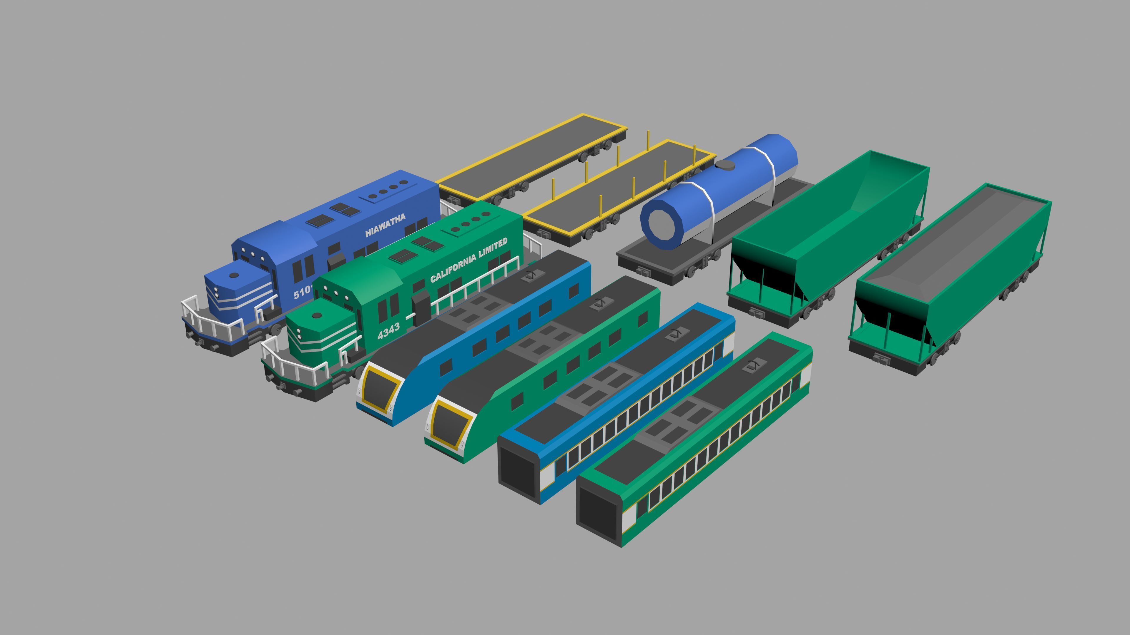 3D model Low Poly Train pack VR / AR / low-poly | CGTrader