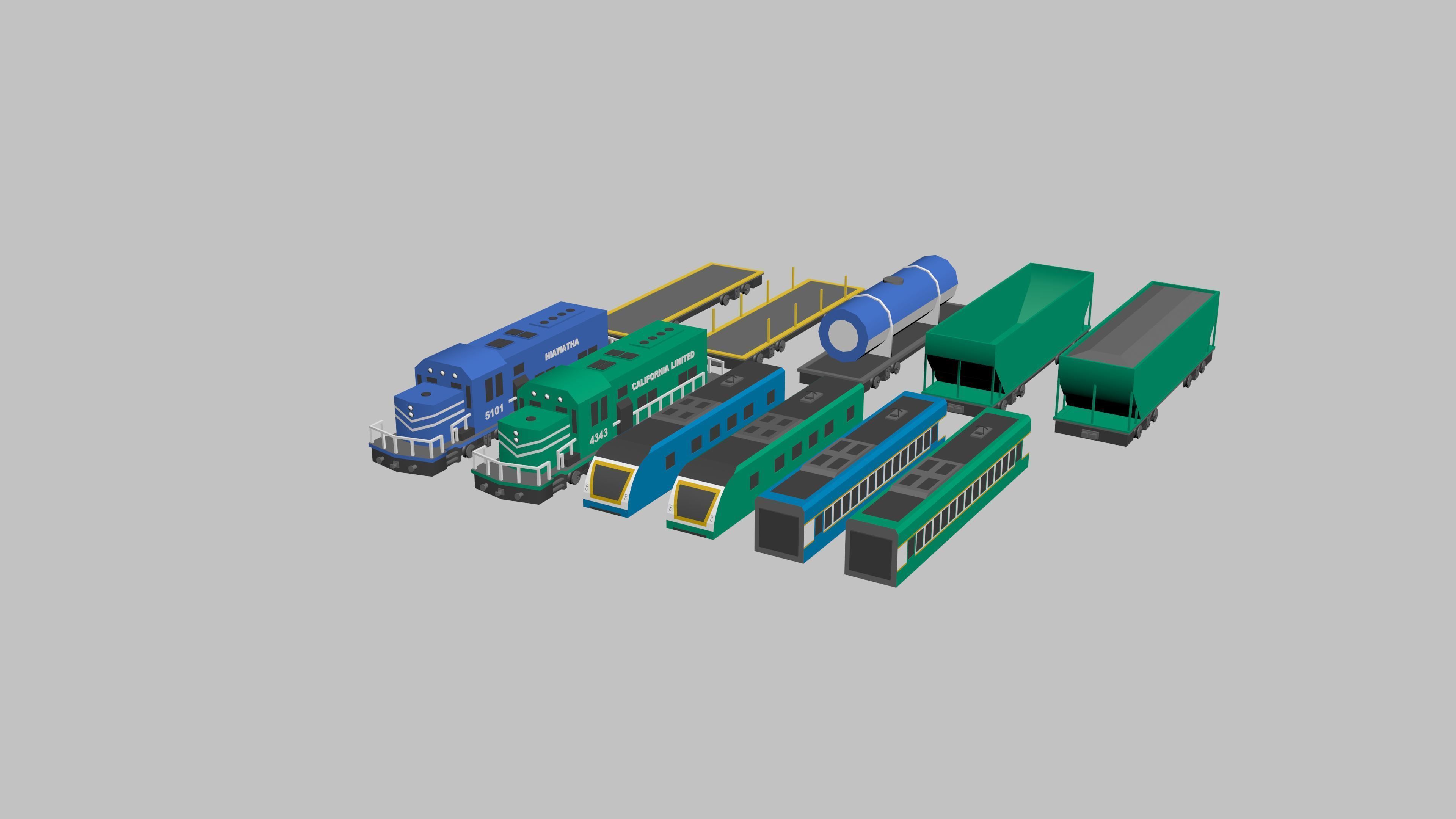 3D model Low Poly Train pack VR / AR / low-poly | CGTrader