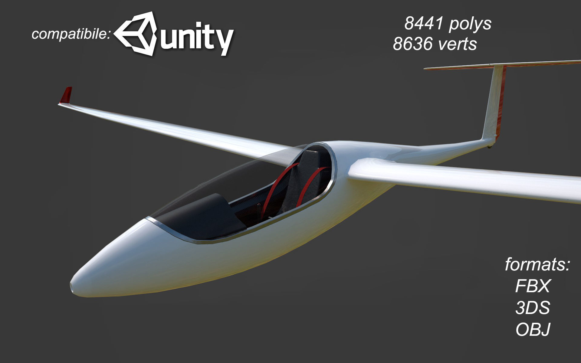 3D model Glider Sailplane VR / AR / low-poly | CGTrader