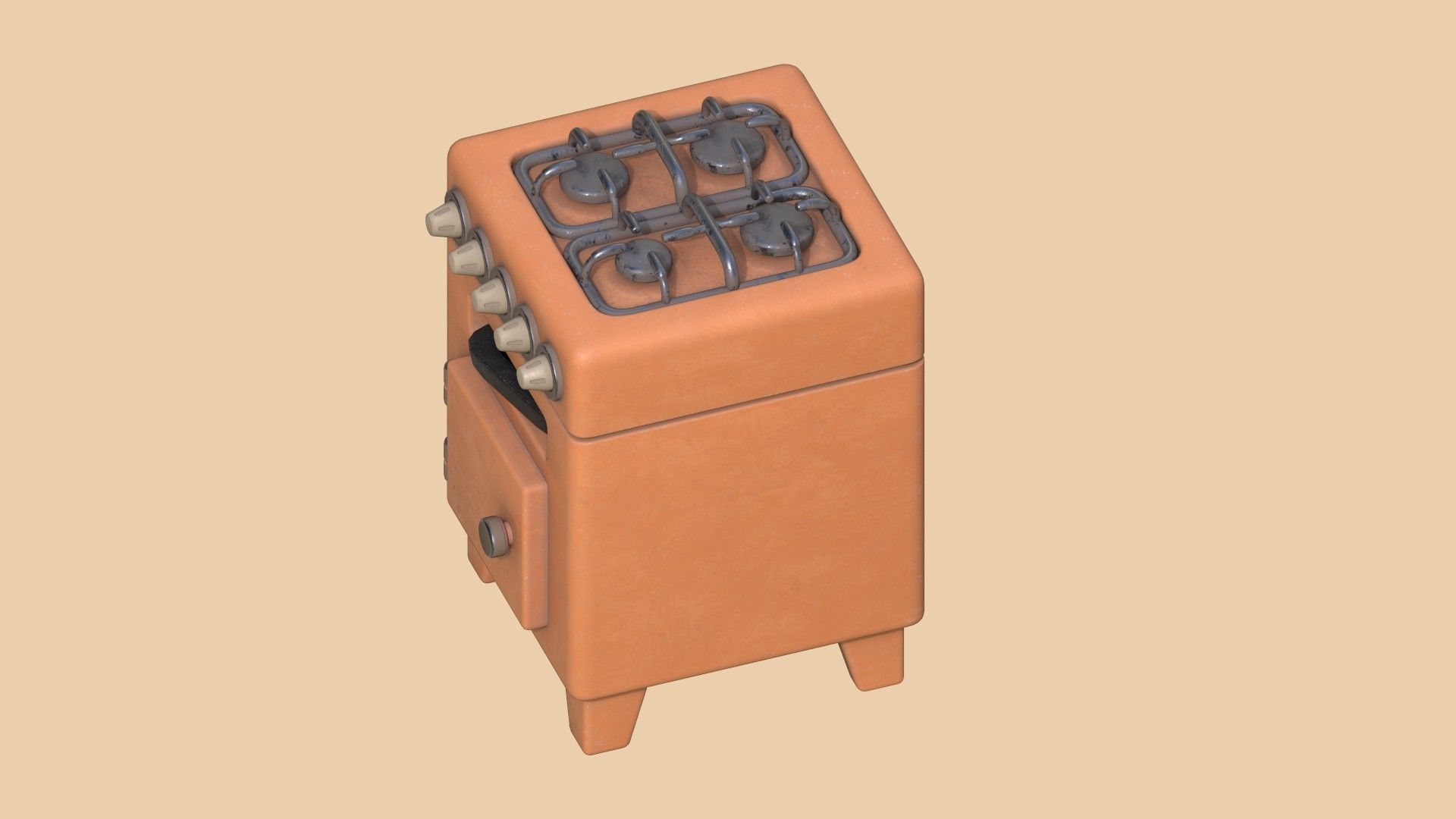 3D model Simple Stylized Low-poly Oven - 3 texture sets VR / AR / low ...
