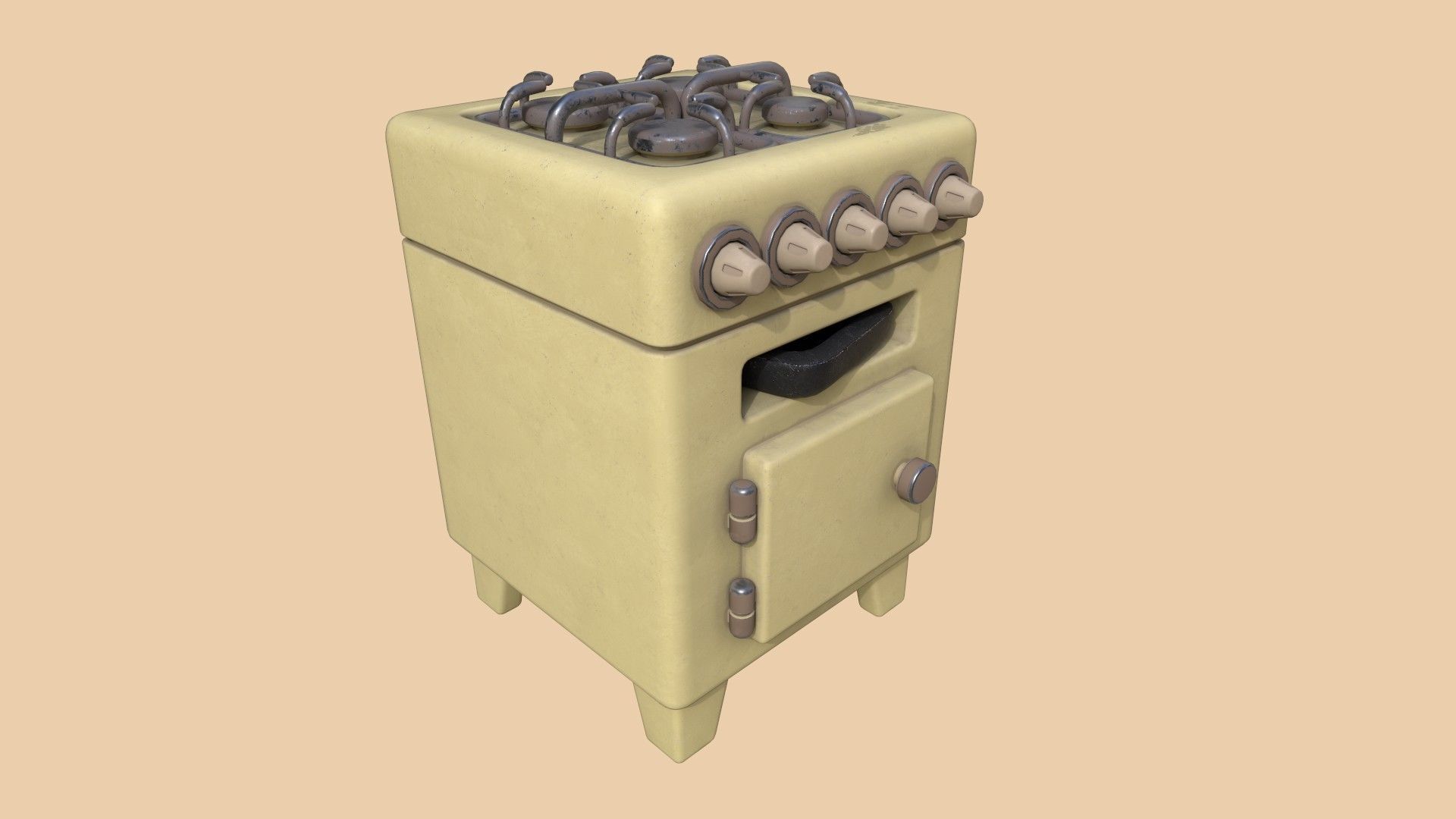 3D model Simple Stylized Low-poly Oven - 3 texture sets VR / AR / low ...