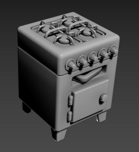 3D model Simple Stylized Low-poly Oven - 3 texture sets VR / AR / low ...