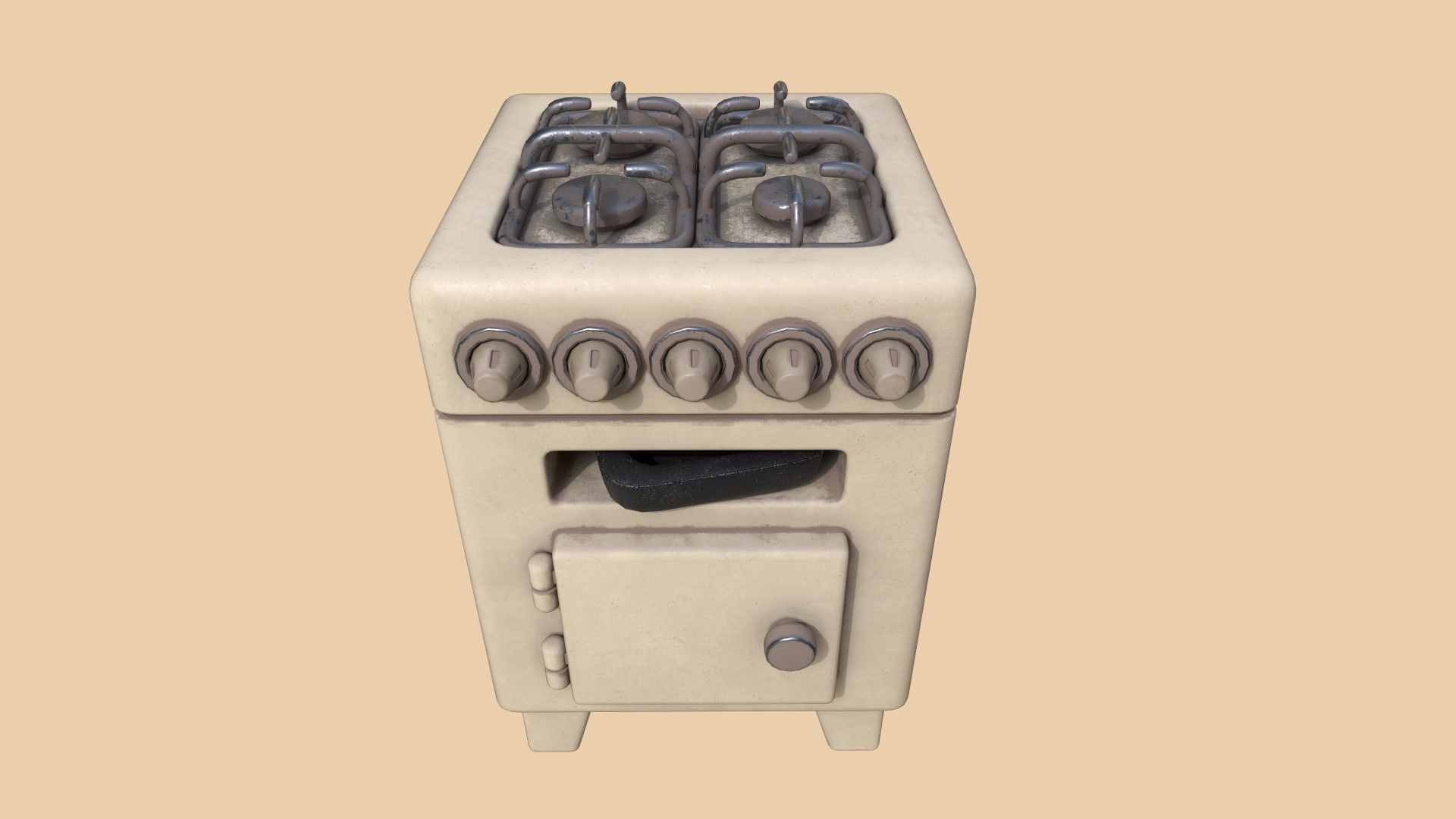 3D model Simple Stylized Low-poly Oven - 3 texture sets VR / AR / low ...