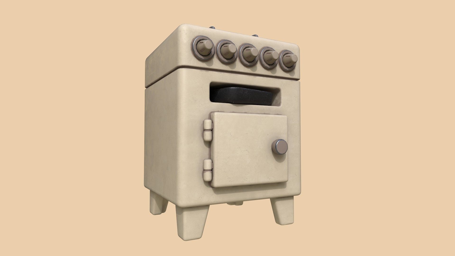 3D model Simple Stylized Low-poly Oven - 3 texture sets VR / AR / low ...