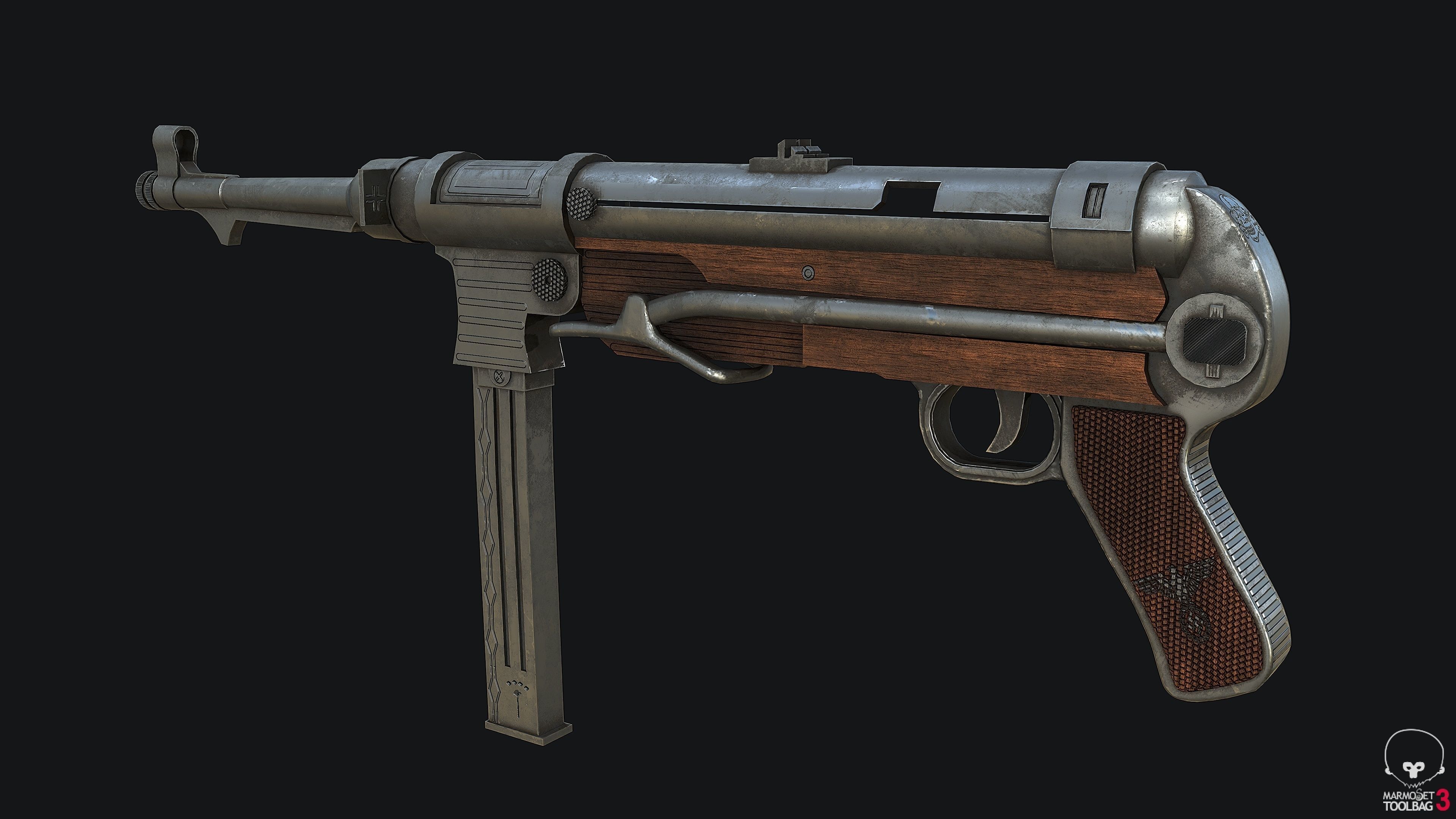 3D model WW2 MP 40 PBR Low-poly VR / AR / low-poly | CGTrader