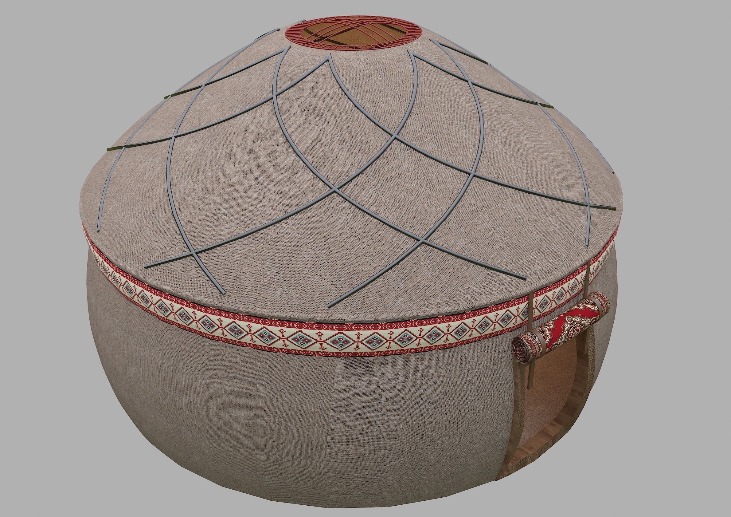 3D model Medieval Turkish Old Tent- Turk Cadiri VR / AR / low-poly ...