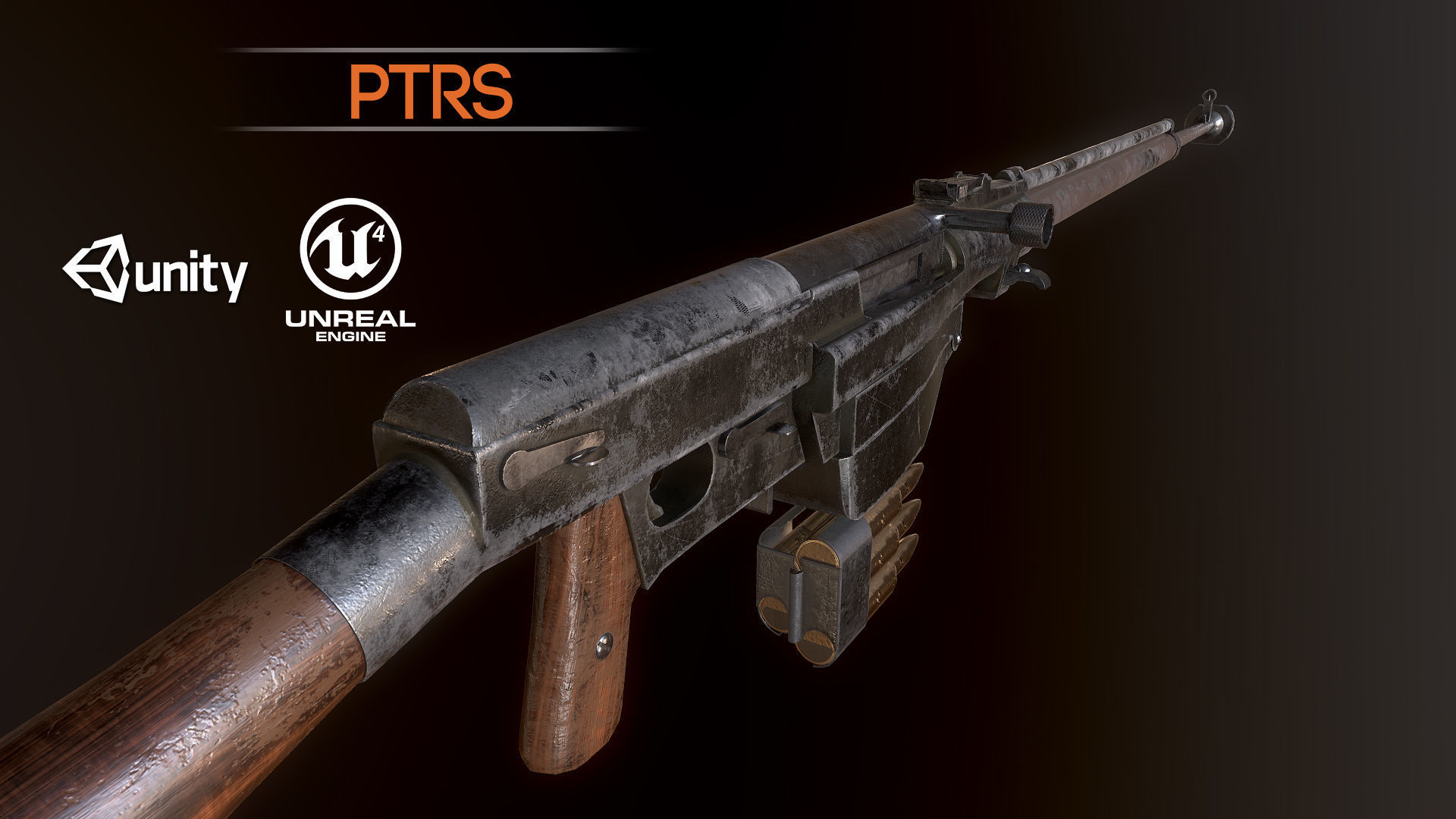 3D model PTRS-41 ussr ww2 anti-tank rifle pbr VR / AR / low-poly | CGTrader