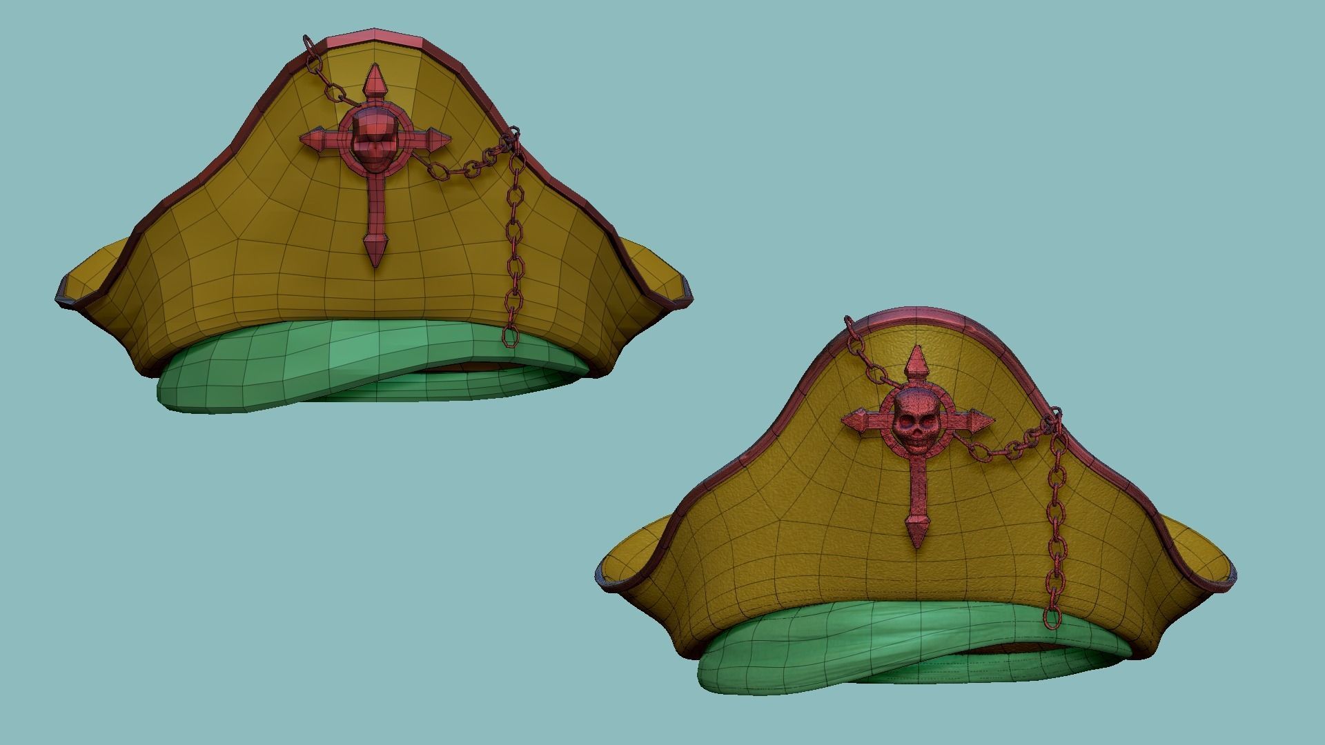 3D model Gothic Pirate Hat - Fantasy Character Costume VR / AR / low ...