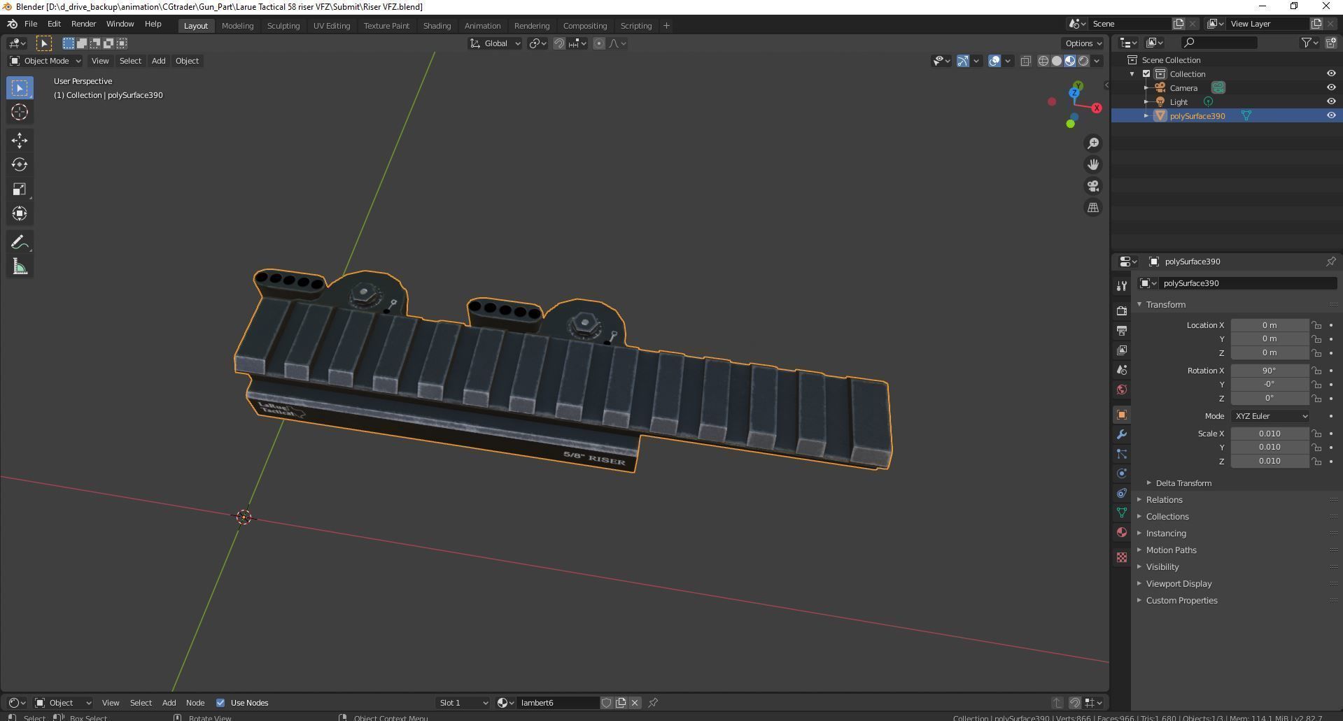3D model Larue Tactical 58 riser VFZ Lowpoly PBR VR / AR / low-poly ...