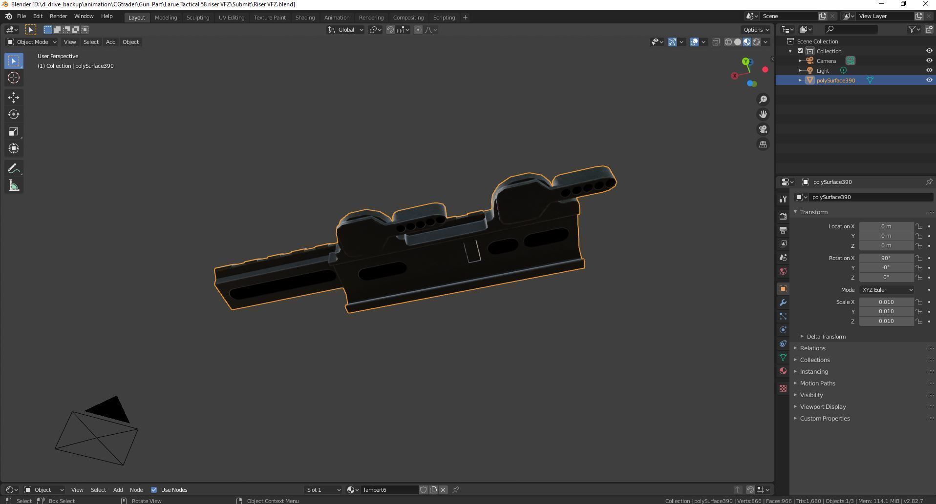 3D model Larue Tactical 58 riser VFZ Lowpoly PBR VR / AR / low-poly ...