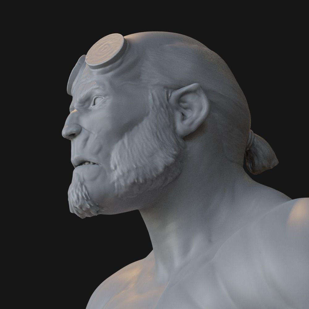 Hellboy bust free 3D model 3D printable | CGTrader