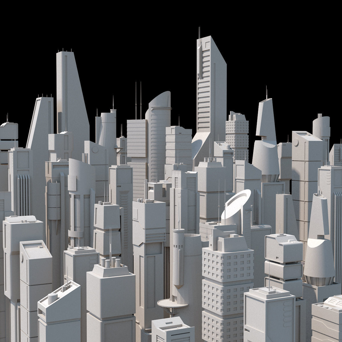 3D model Skyscrapers SciFi - Low Poly - Kitbash City VR / AR / low-poly ...