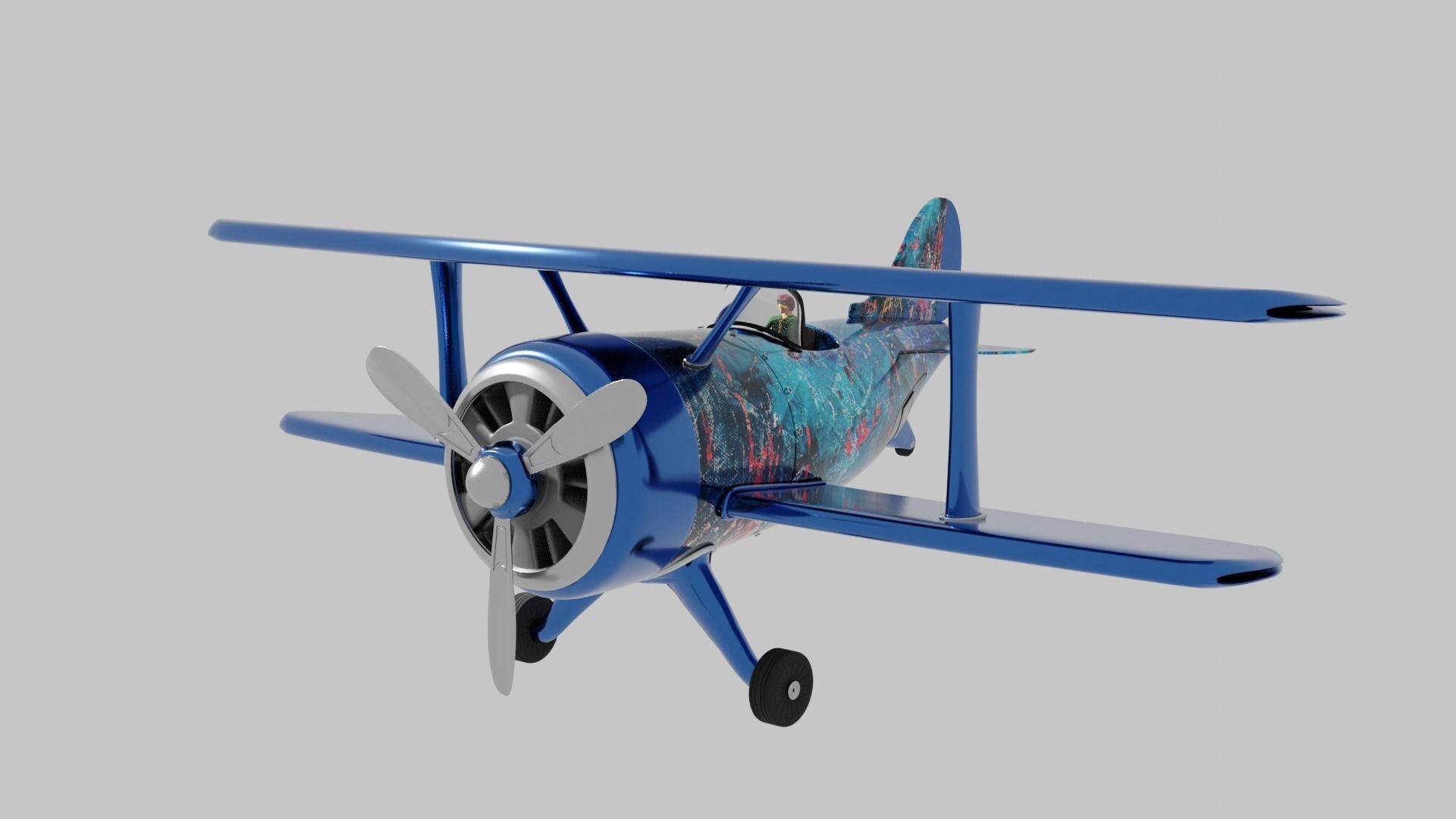Biplane toy airplane free VR / AR / low-poly 3D model rigged | CGTrader