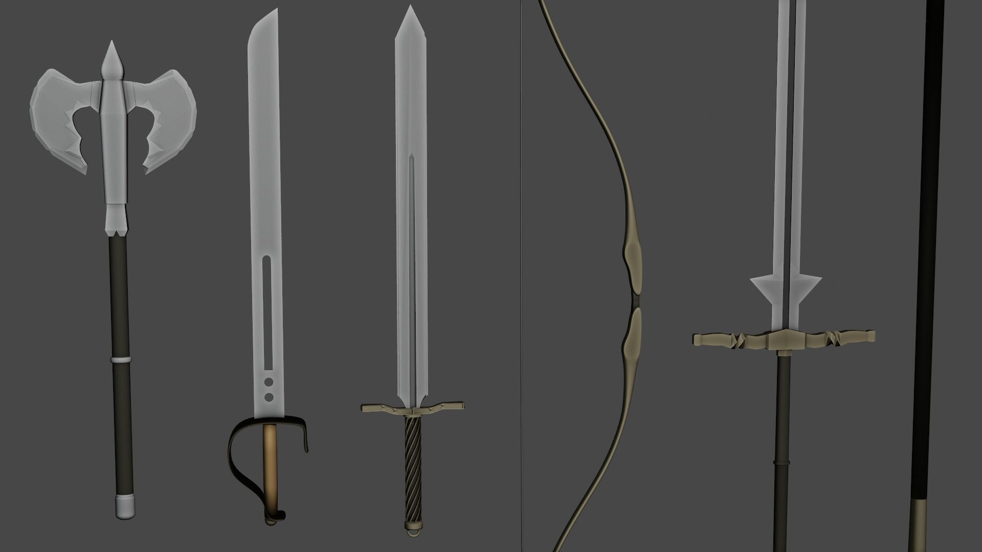 Medieval weapon set low-poly 3D model | CGTrader